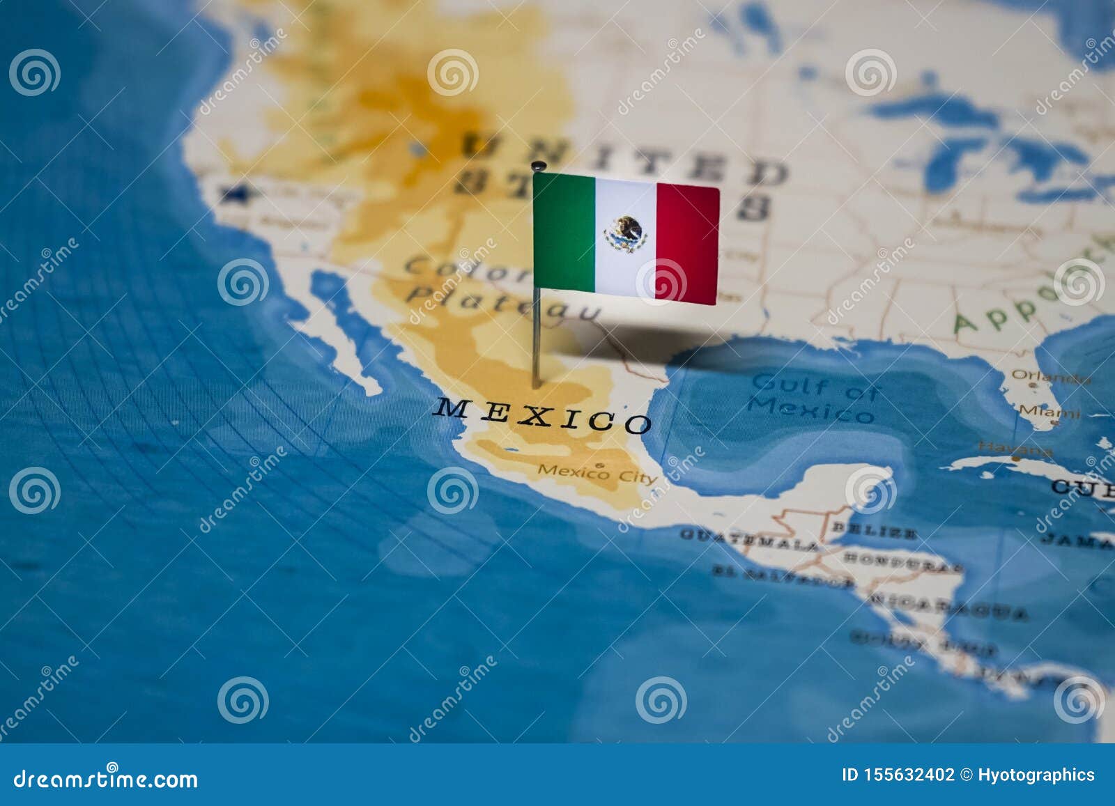 The Flag of Mexico in the World Map Stock Photo - Image of nations ...