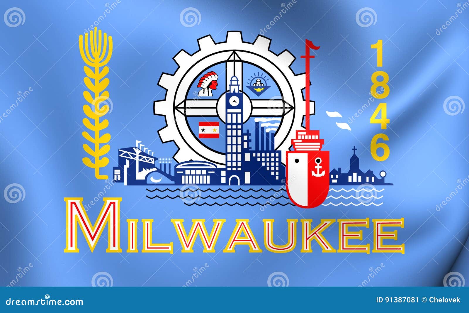 Flag of Milwaukee, USA. stock illustration. Illustration of city - 91387081