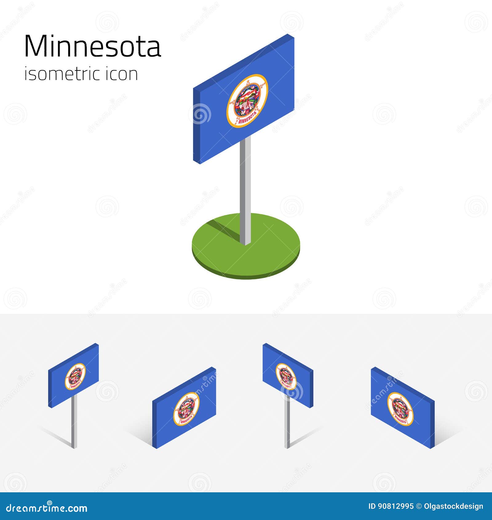 Flag of Minnesota USA, Vector 3D Isometric Flat Icons Stock Vector ...