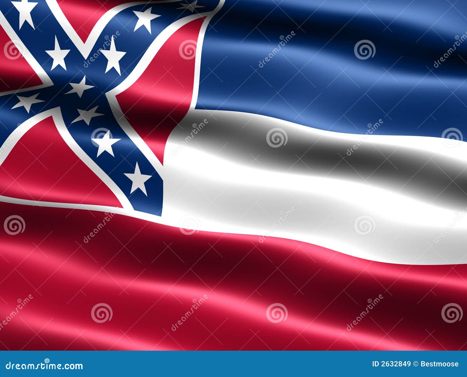 Flag of Mississippi state stock illustration. Illustration of proud ...