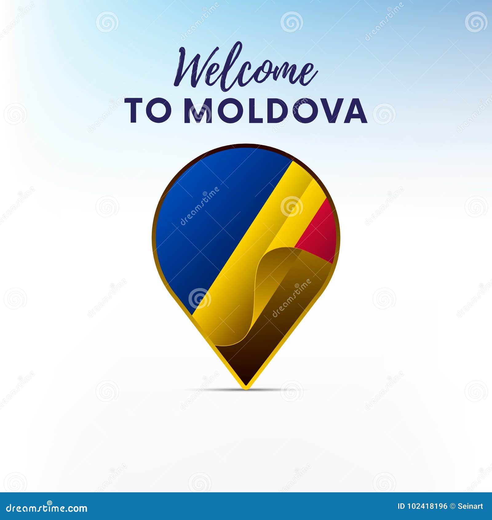 Flag of Moldova in Shape of Map Pointer or Marker. Welcome To Moldova ...