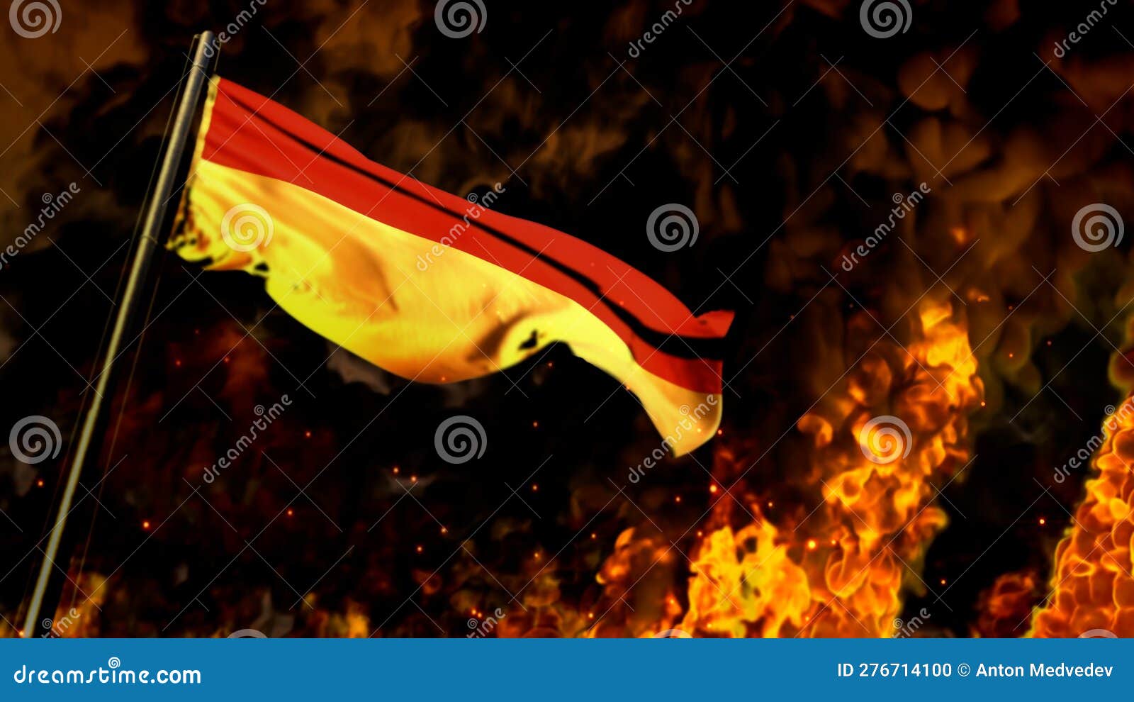 Flag of Monaco on Burning Fire Background - Hard Times Concept ...