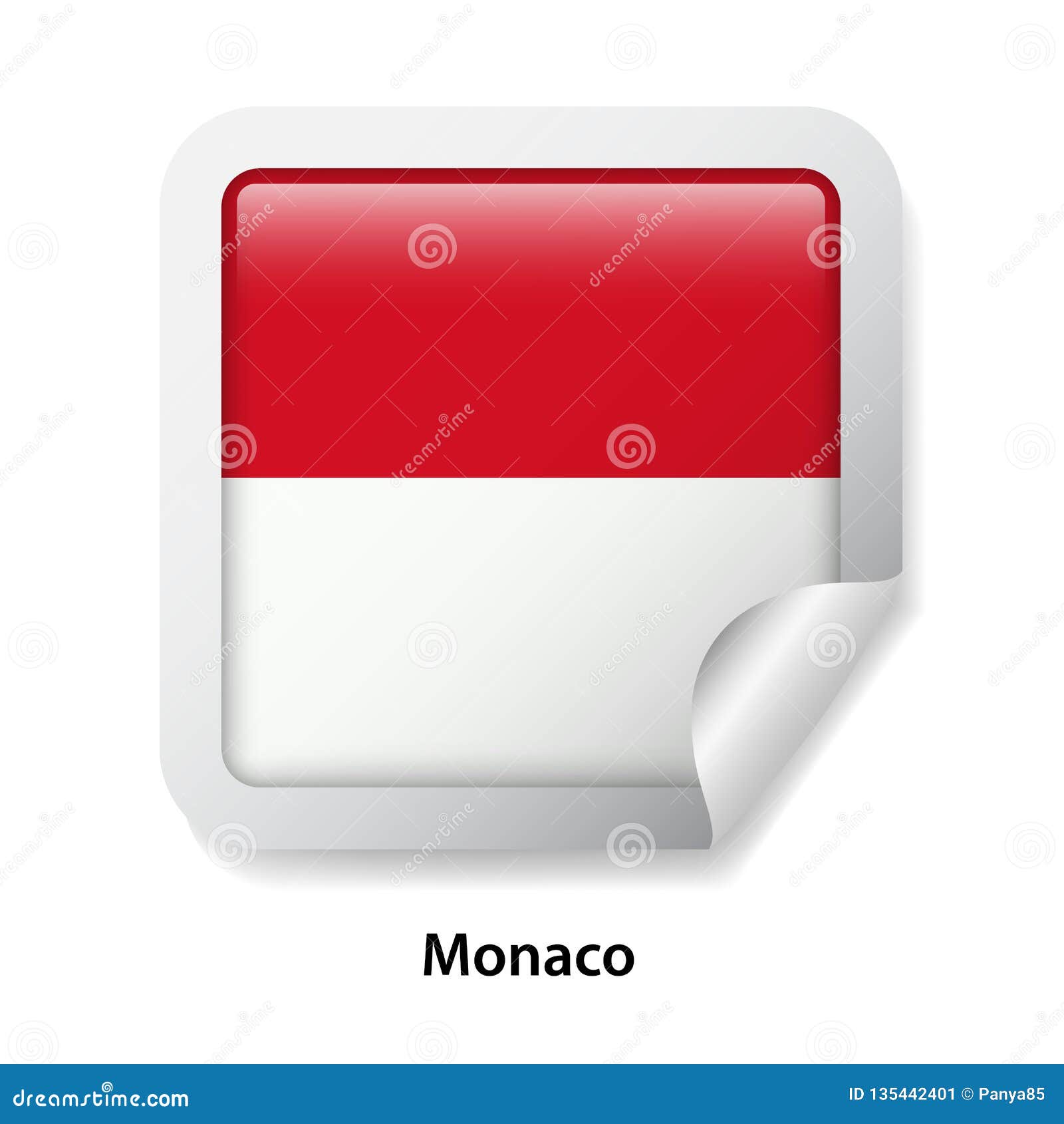 Flag of Monaco. Round Glossy Sticker Stock Vector - Illustration of ...
