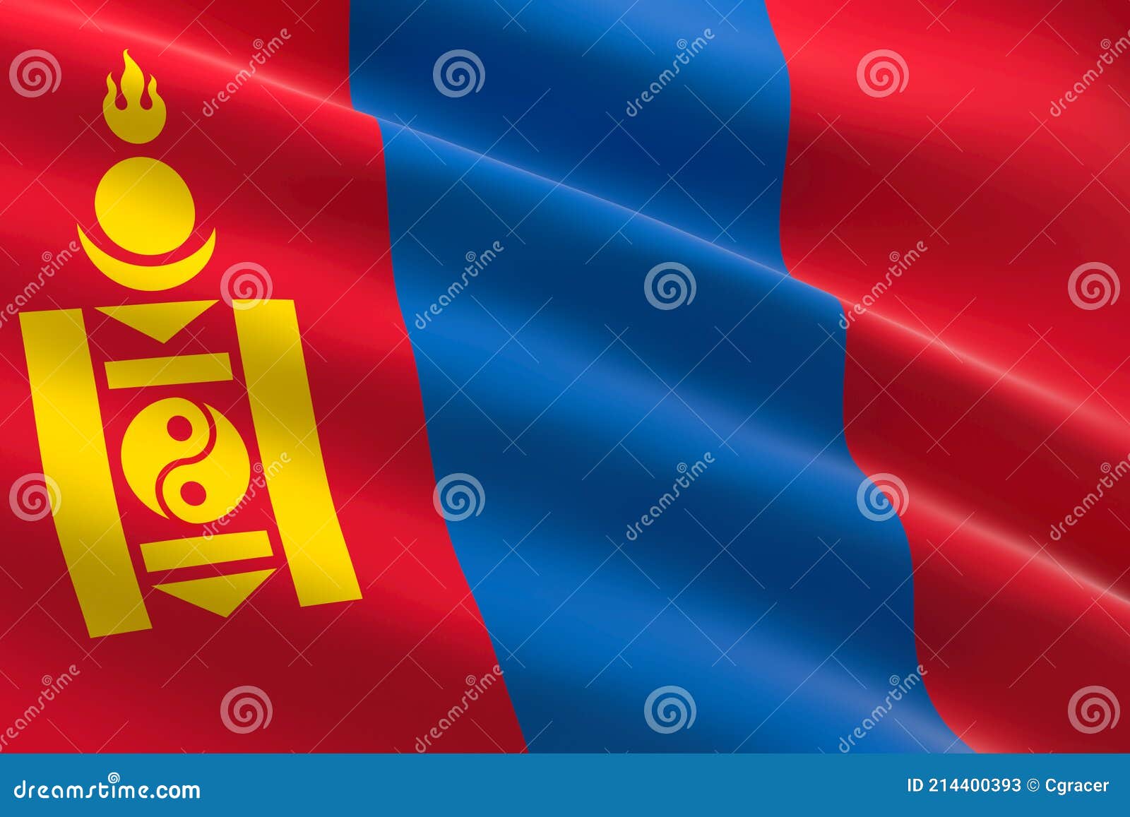 Flag of Mongolia stock illustration. Illustration of waving - 214400393