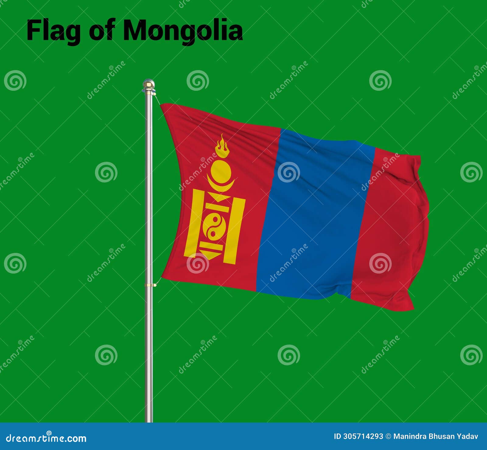 Flag of Mongolia, Mongolia Flag, National Flag of Mongolia. Pole Flag of Mongolia Stock ...