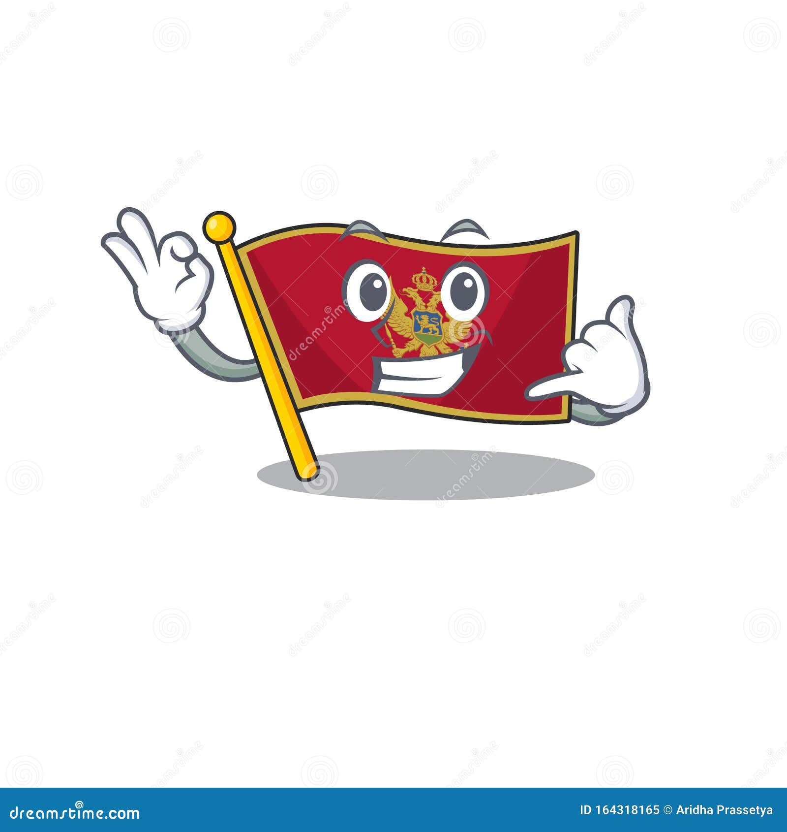 Flag Montenegro Cartoon with in Call Me Character Stock Vector ...