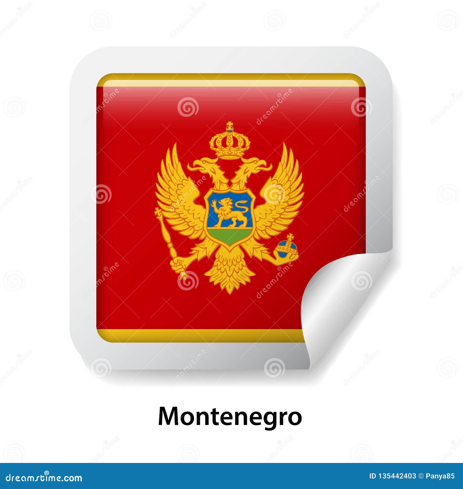 Flag of Montenegro. Round Glossy Sticker Stock Vector - Illustration of ...