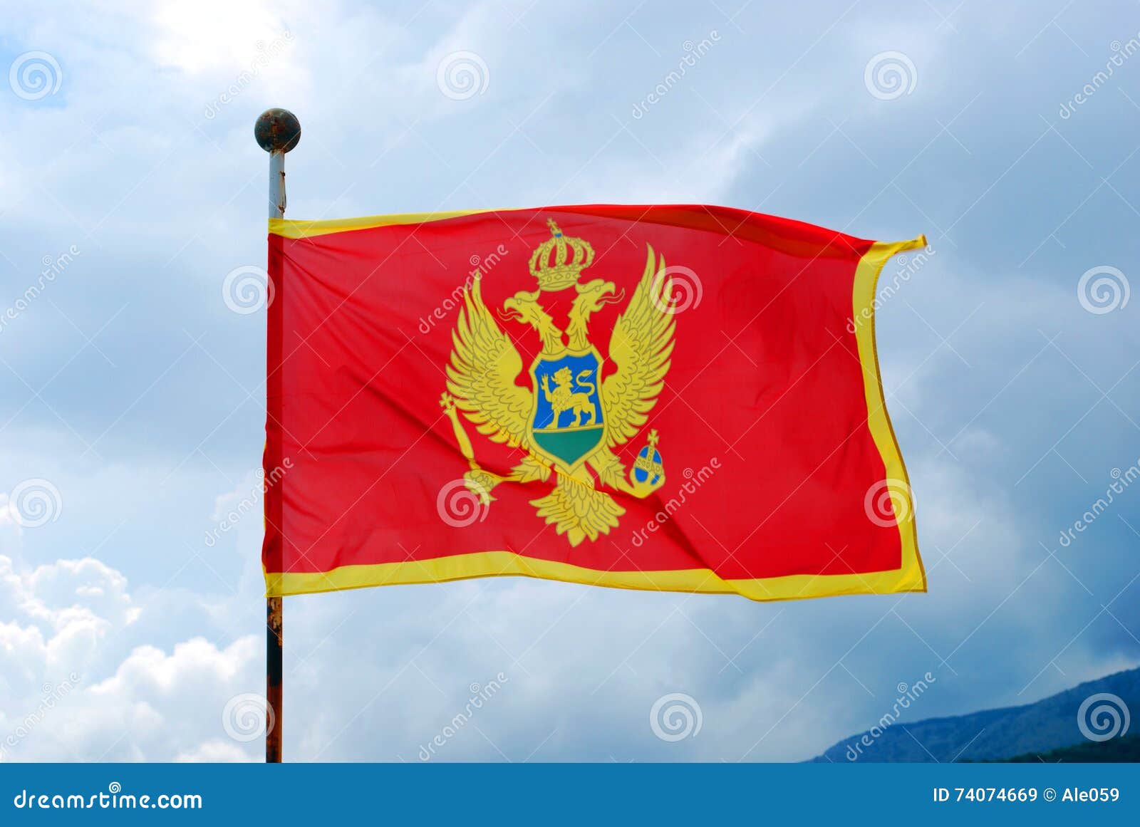 Flag of Montenegro stock image. Image of eagle, horizontal - 74074669