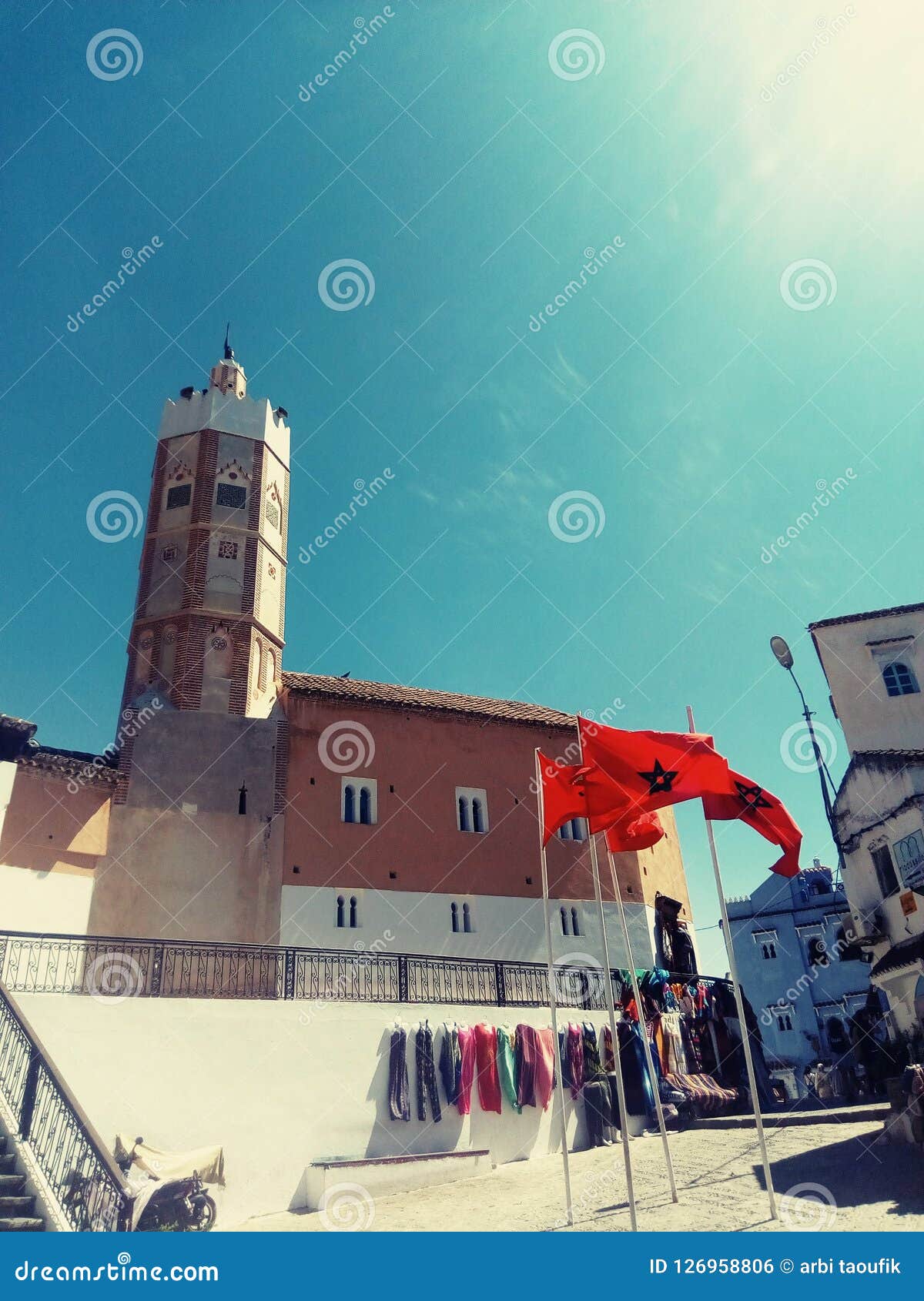 Flag Morocco and mosq stock photo. Image of mosq, flag - 126958806