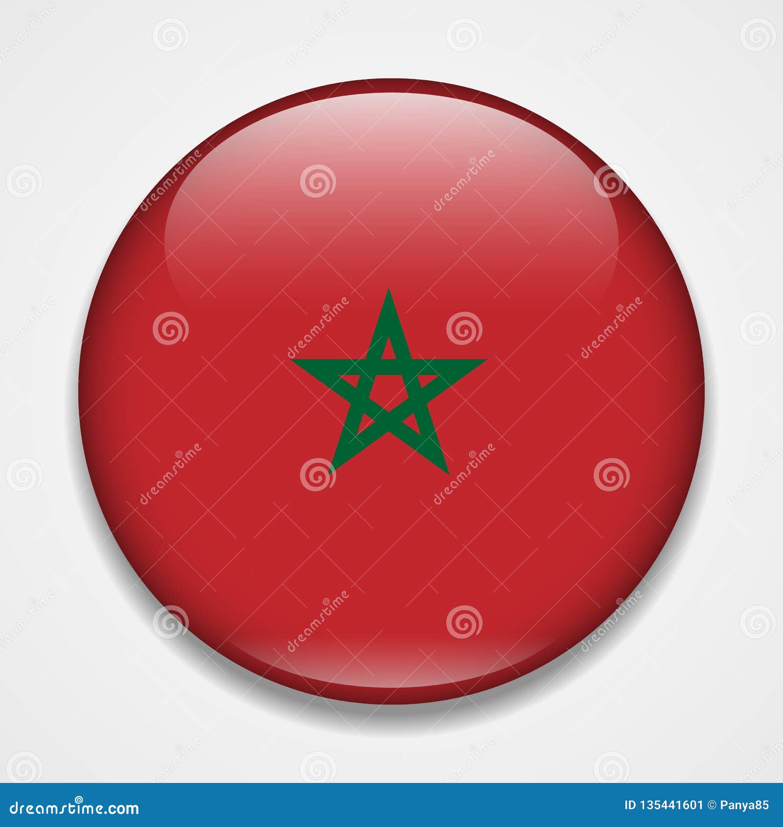 Flag of Morocco. Round Glossy Badge Stock Vector - Illustration of ...