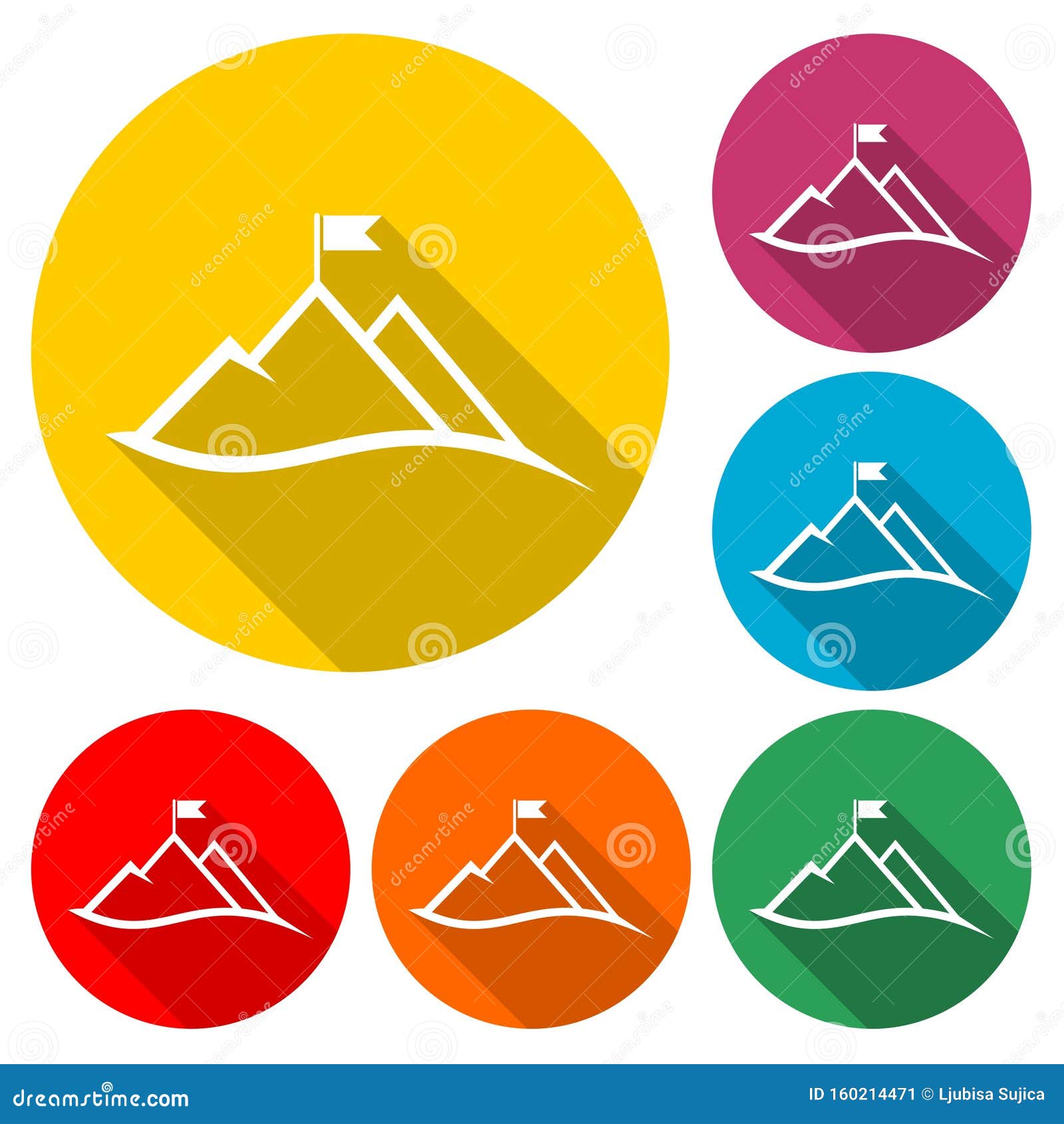 Flag on a Mountain peak stock illustration. Illustration of majestic ...