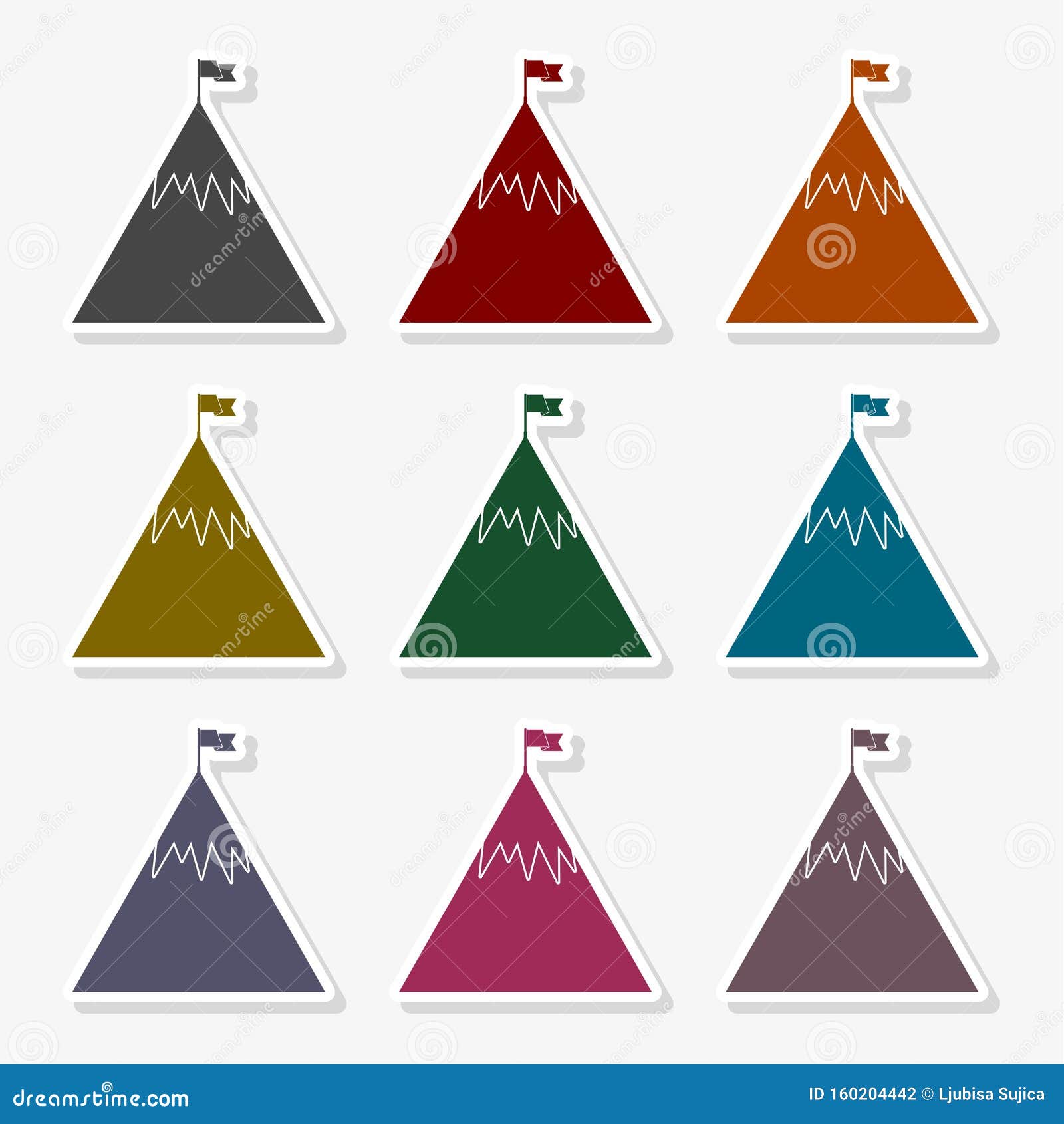 Flag on a Mountain peak stock vector. Illustration of success - 160204442