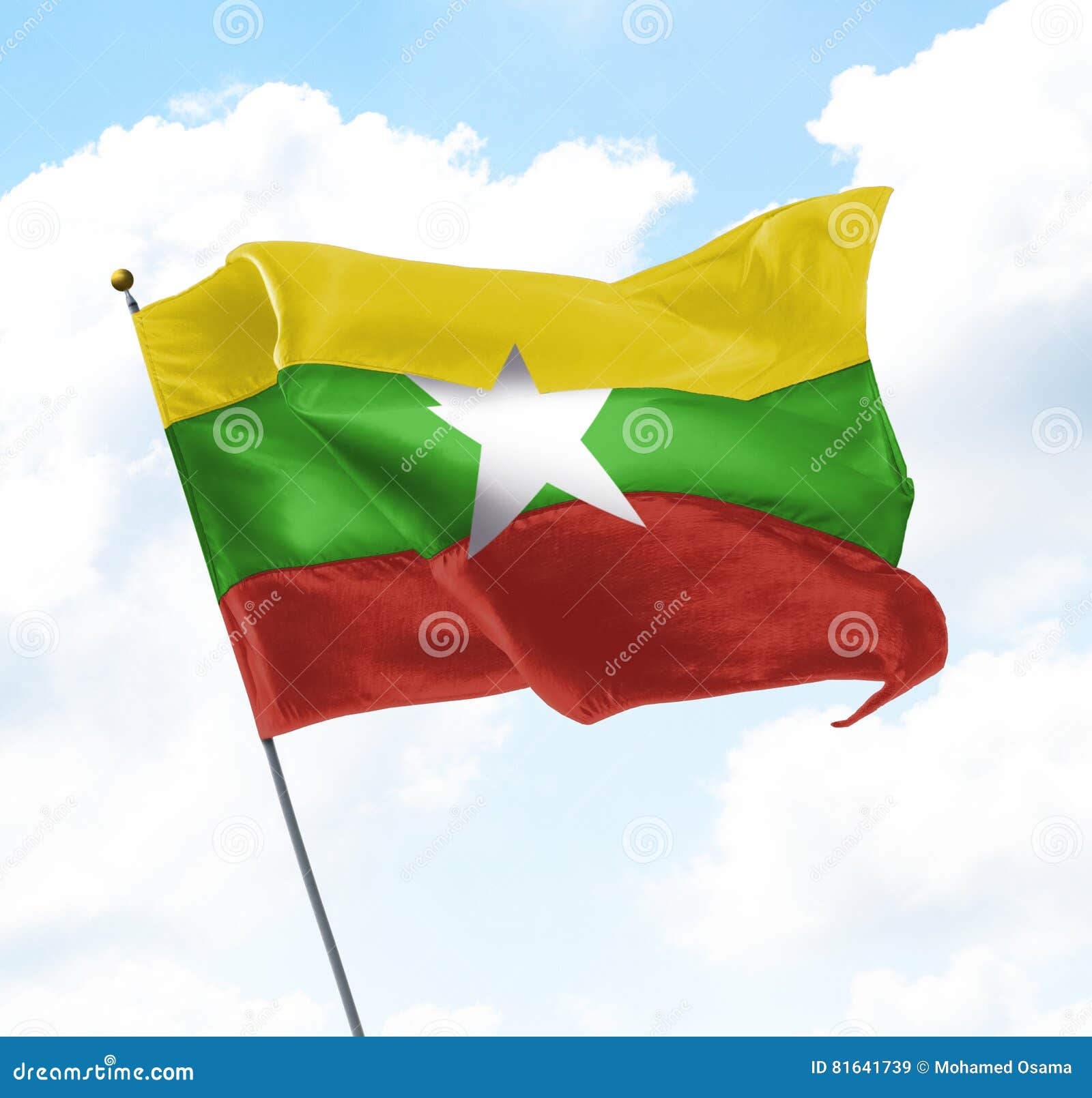 Flag of Myanmar Burma stock image. Image of background - 81641739