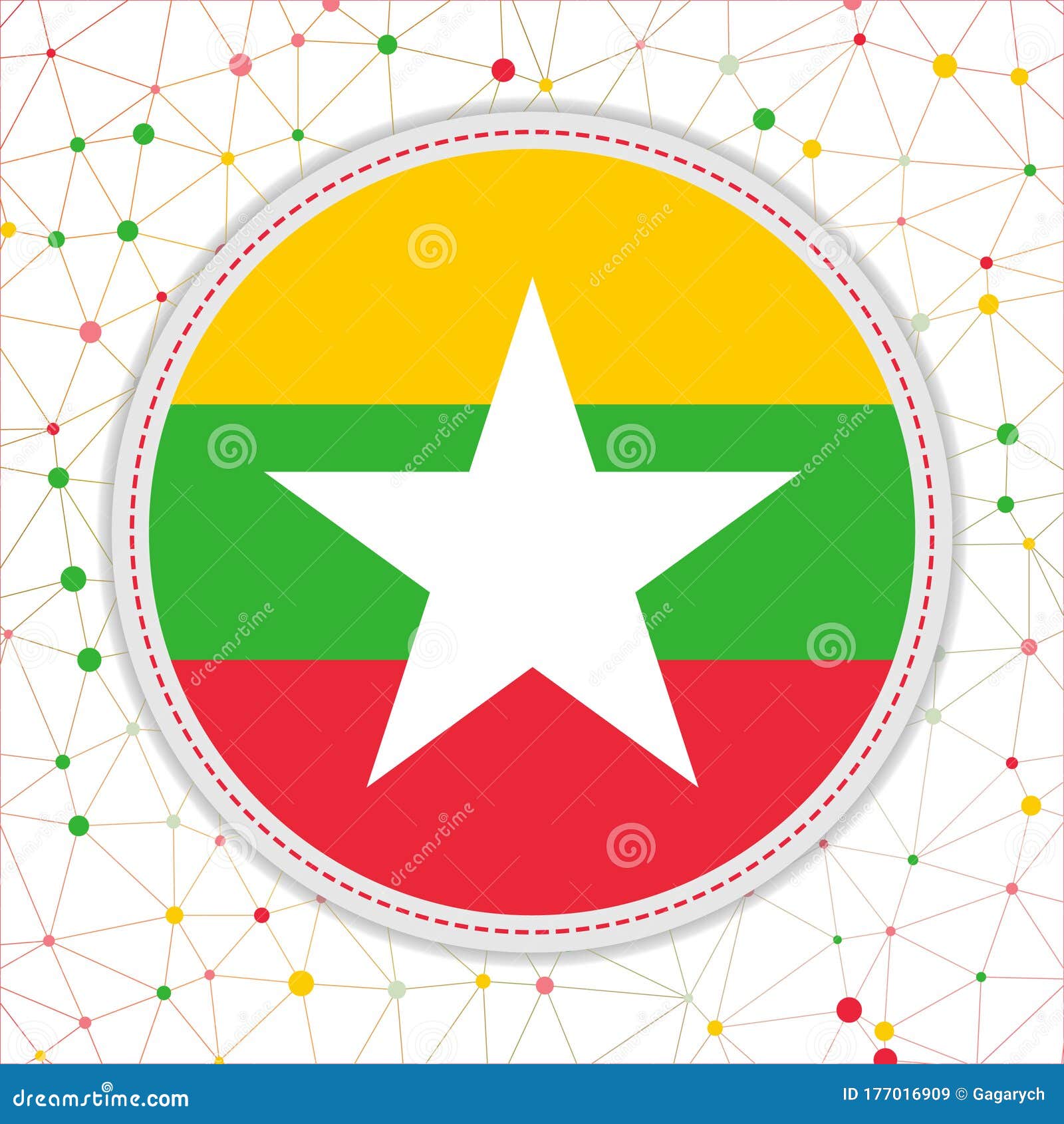 Flag of Myanmar with Network Background. Stock Vector - Illustration of ...