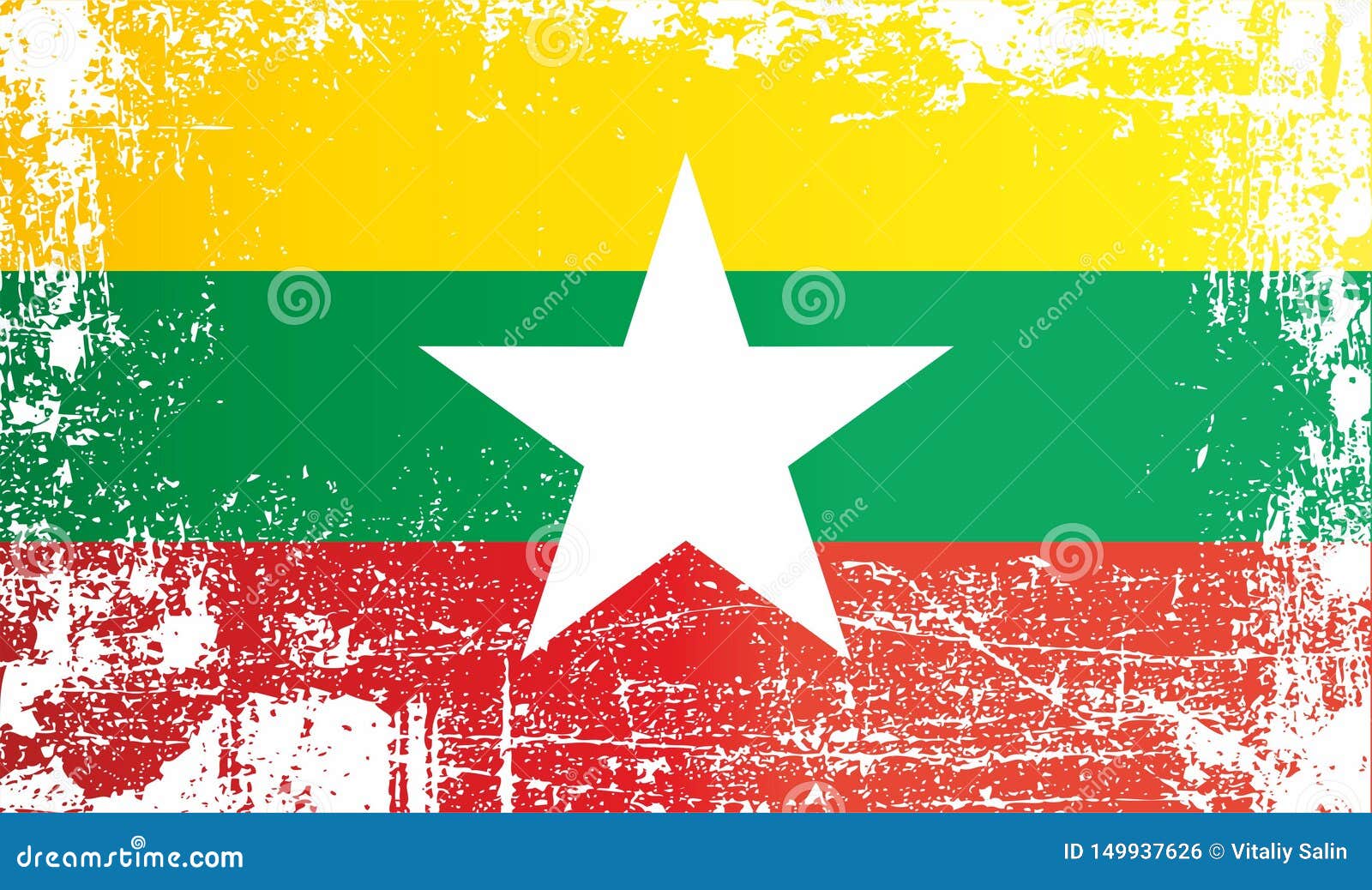 Flag of Myanmar, Republic of the Union of Myanmar. Wrinkled Dirty Spots ... Flag of Myanmar, Republic of the Union of Myanmar. Wrinkled Dirty Spots ...