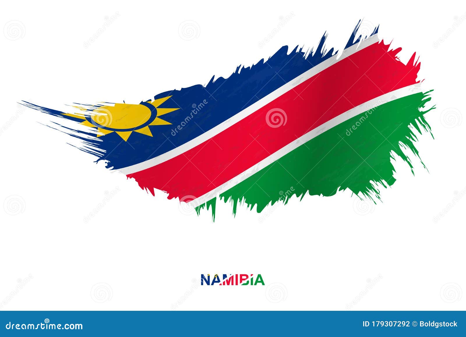 Flag Of Namibia In Grunge Style With Waving Effect Stock Vector