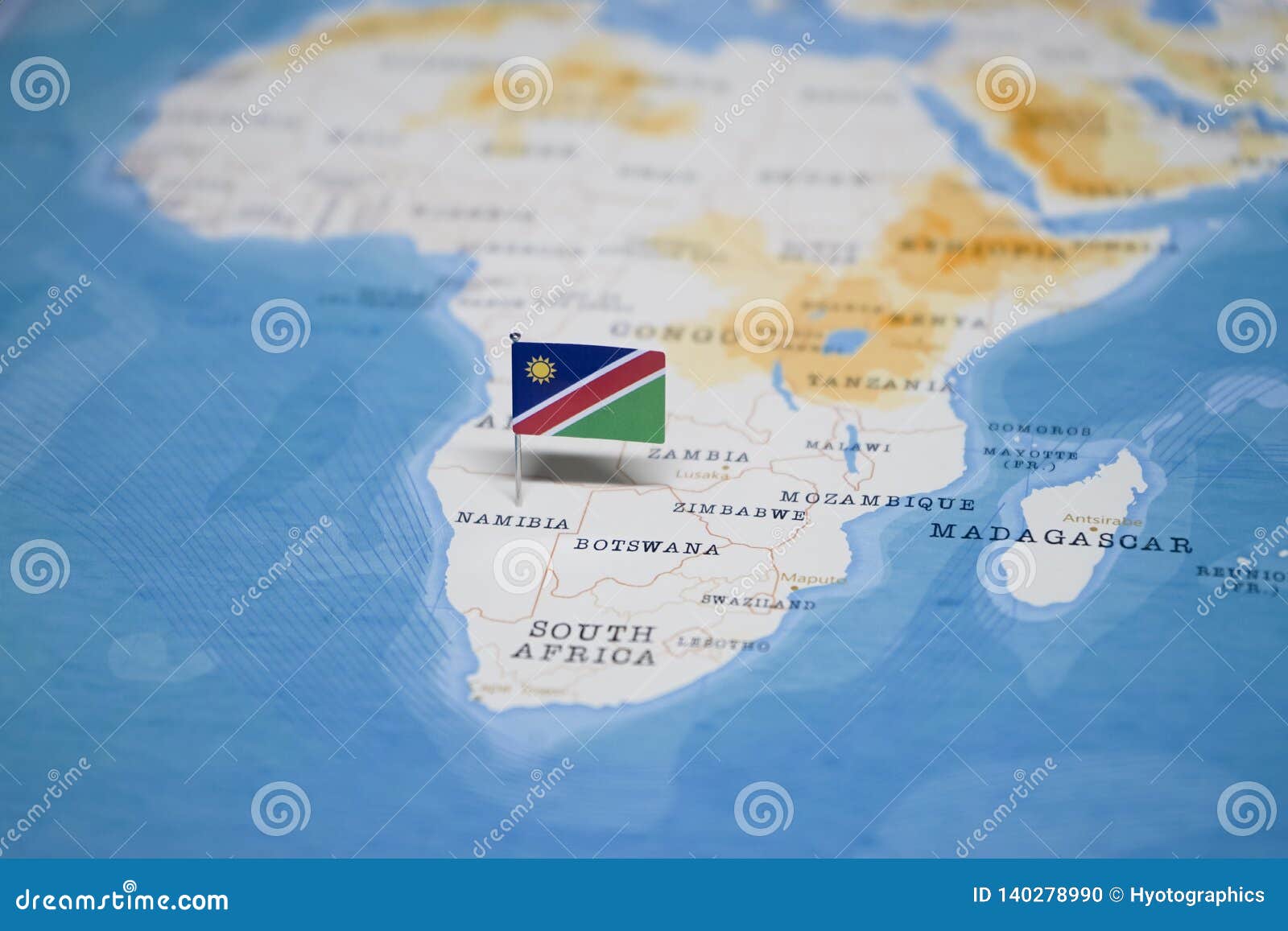 The Flag Of Namibia In The World Map Royalty-Free Stock Image ...