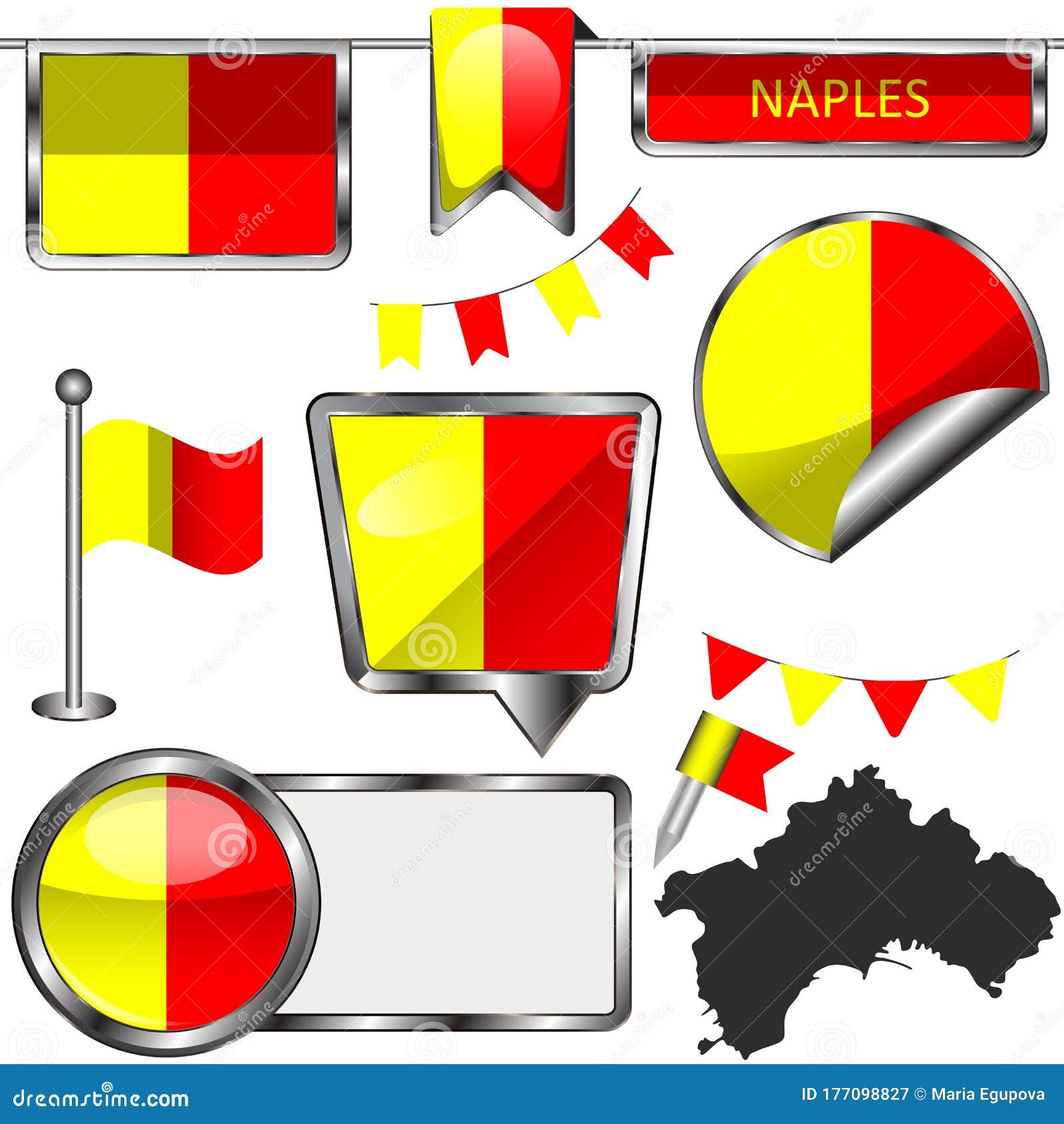 Flag of Naples, Italy stock vector. Illustration of arrow - 177098827