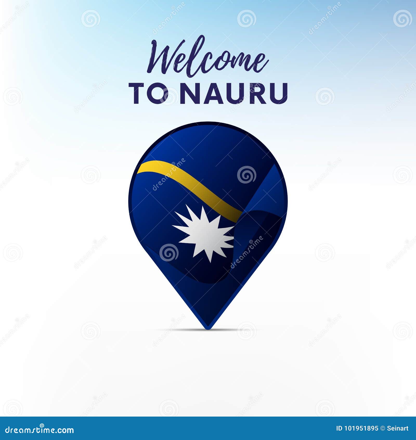 Flag of Nauru in Shape of Map Pointer or Marker. Welcome To Nauru ...