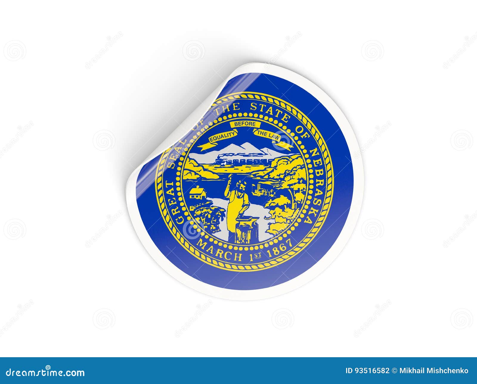 Flag of Nebraska, US State Round Sticker Stock Illustration ...