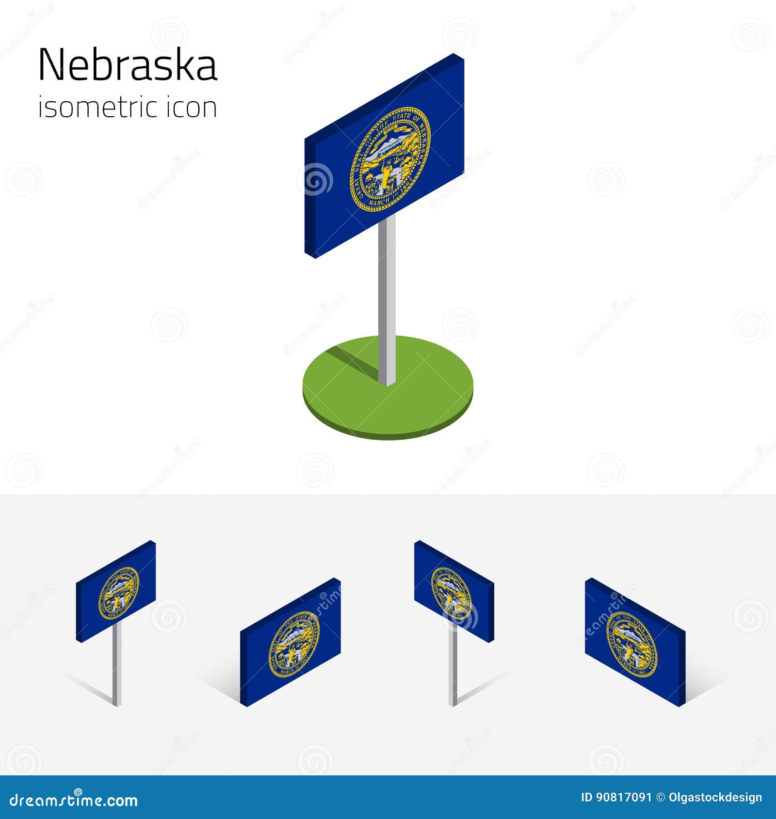 Flag of Nebraska USA, Vector 3D Isometric Flat Icons Stock Vector ...