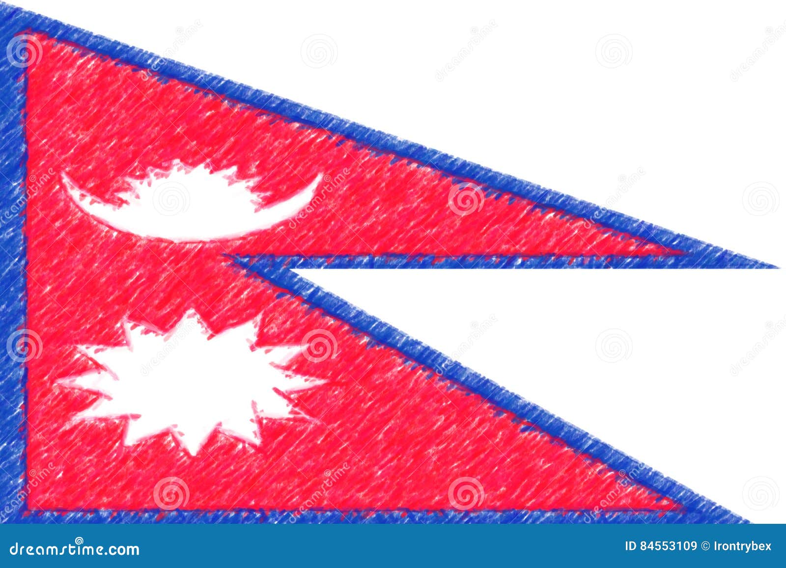 Flag of Nepal Background O Texture, Color Pencil Effect. Stock ...