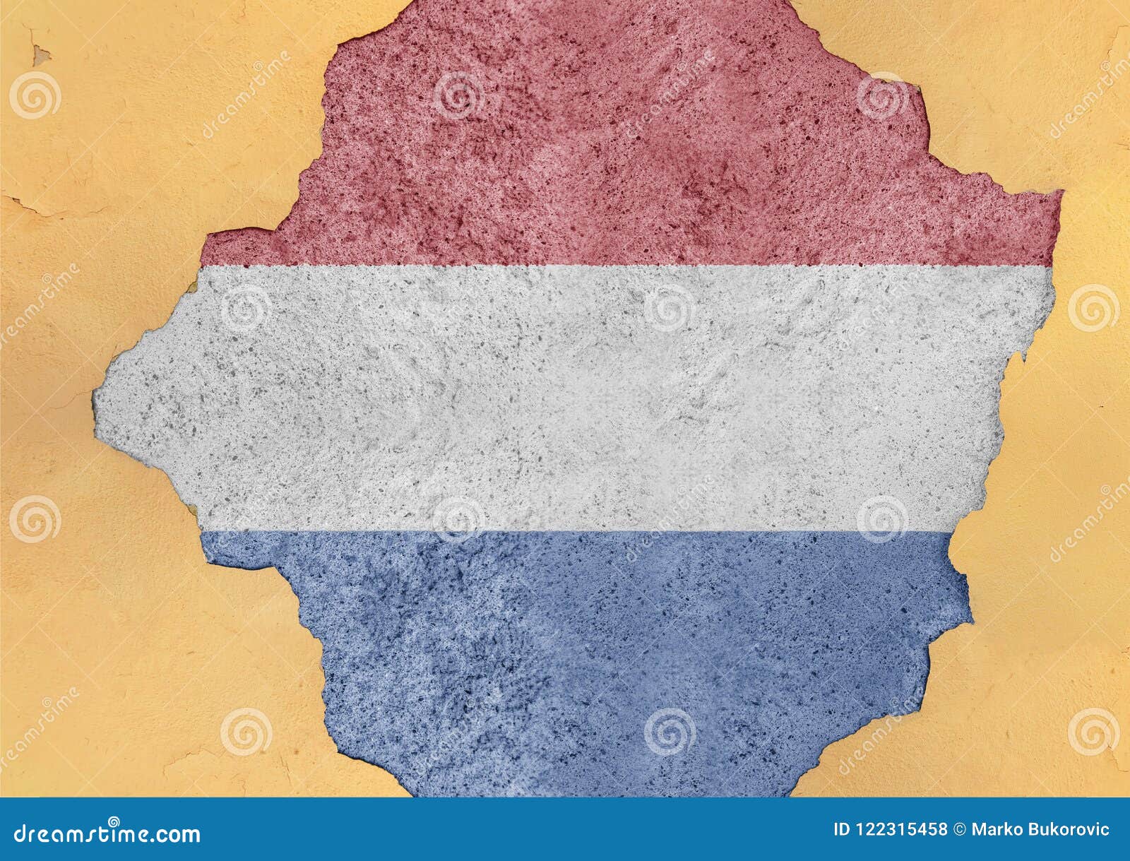 Flag of Netherlands in Big Broken Material Concrete Cracked Hole Stock ...