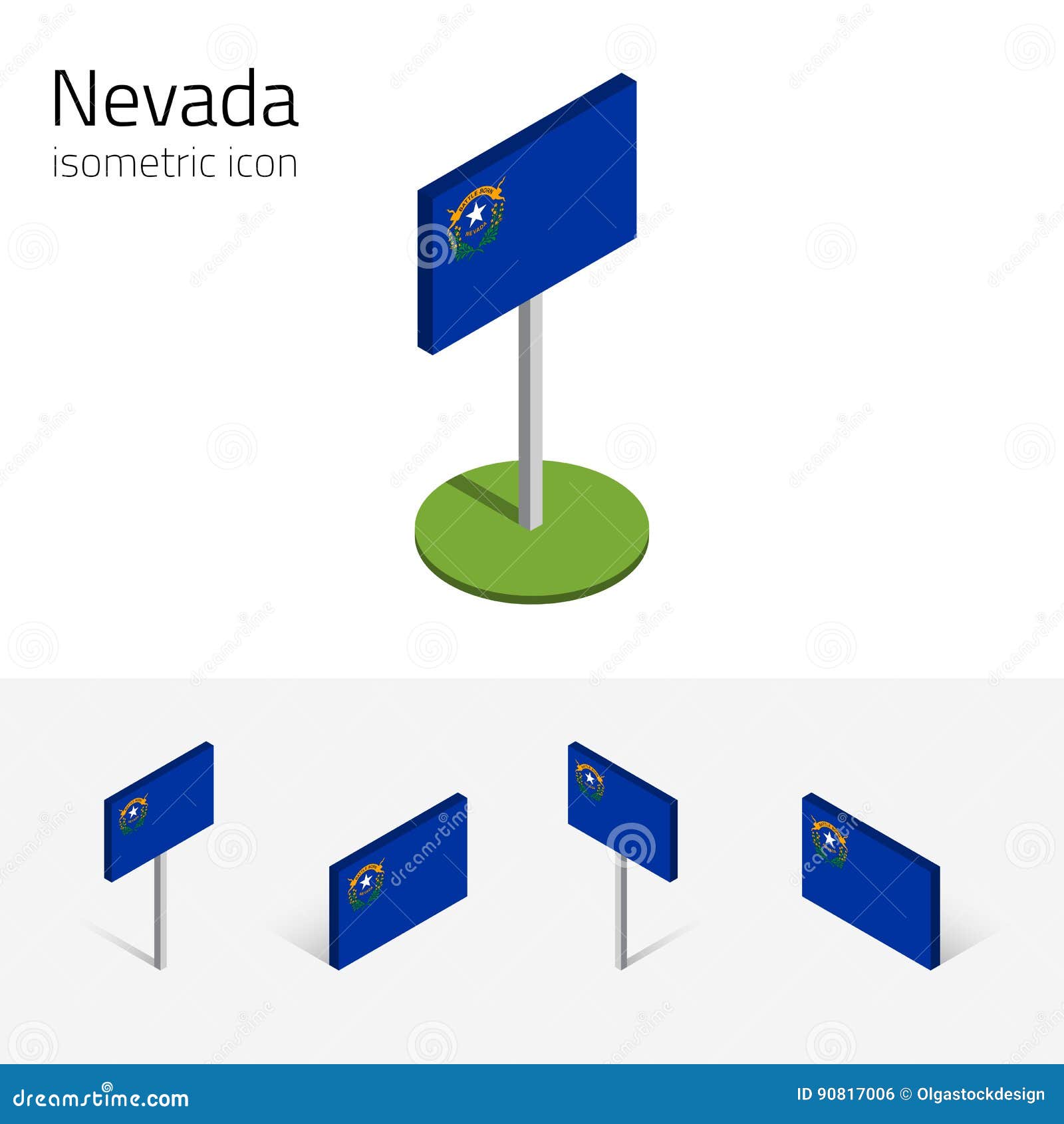 Flag of Nevada USA, Vector 3D Isometric Flat Icons Stock Vector ...