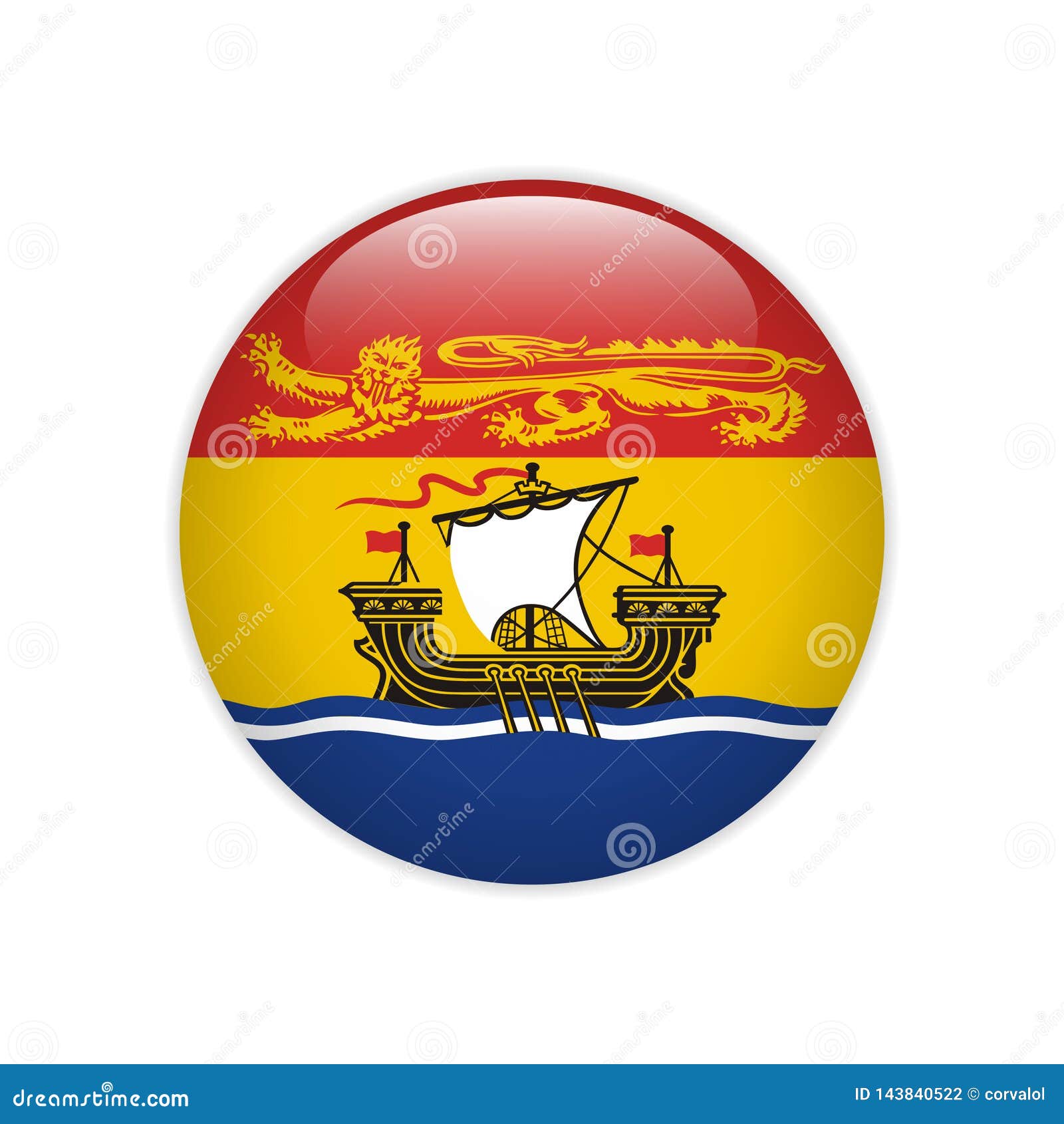 Flag New Brunswick button stock vector. Illustration of flag - 143840522