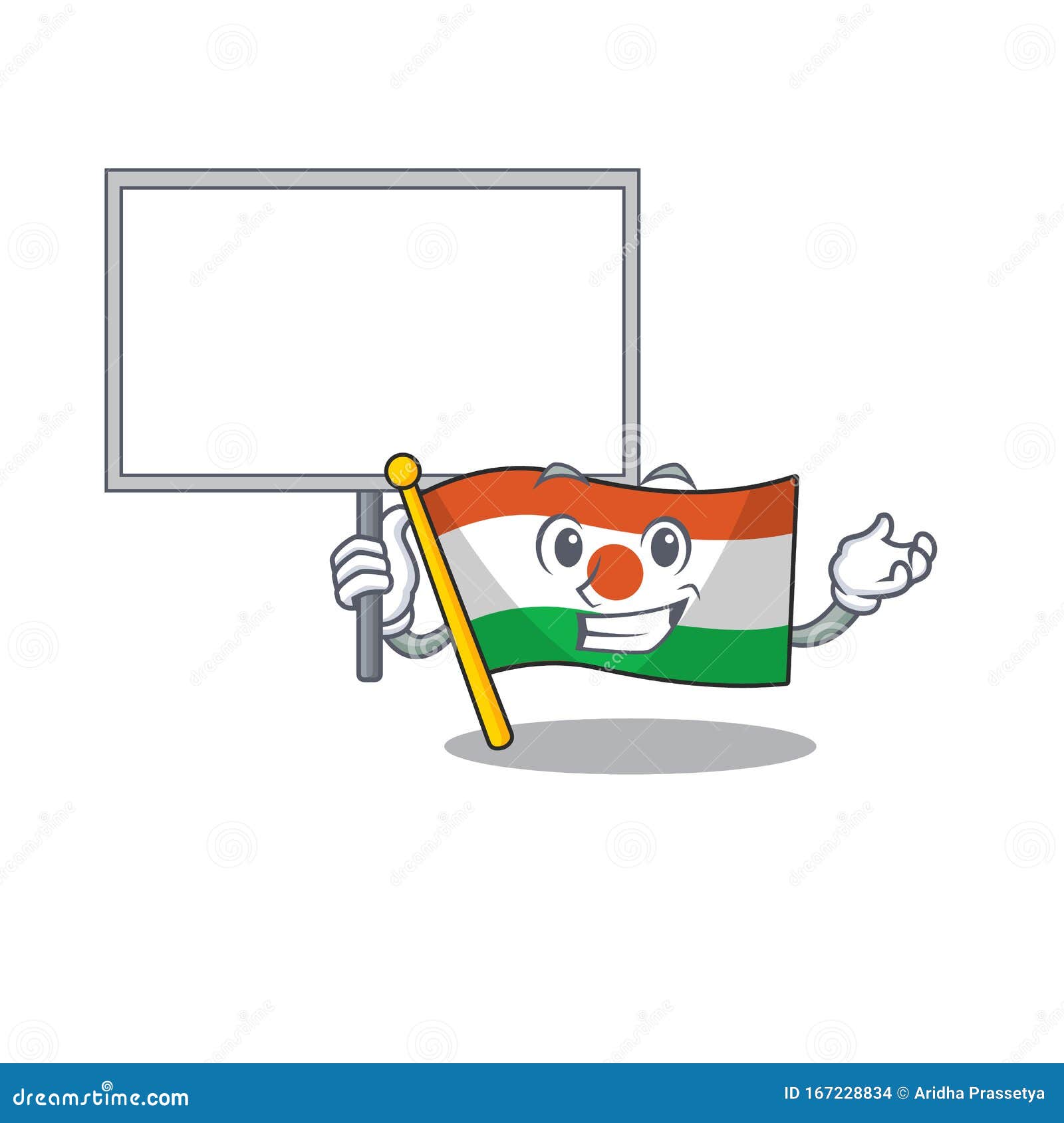 Flag Niger Scroll Cute Cartoon Character Bring a Board Stock Vector ...