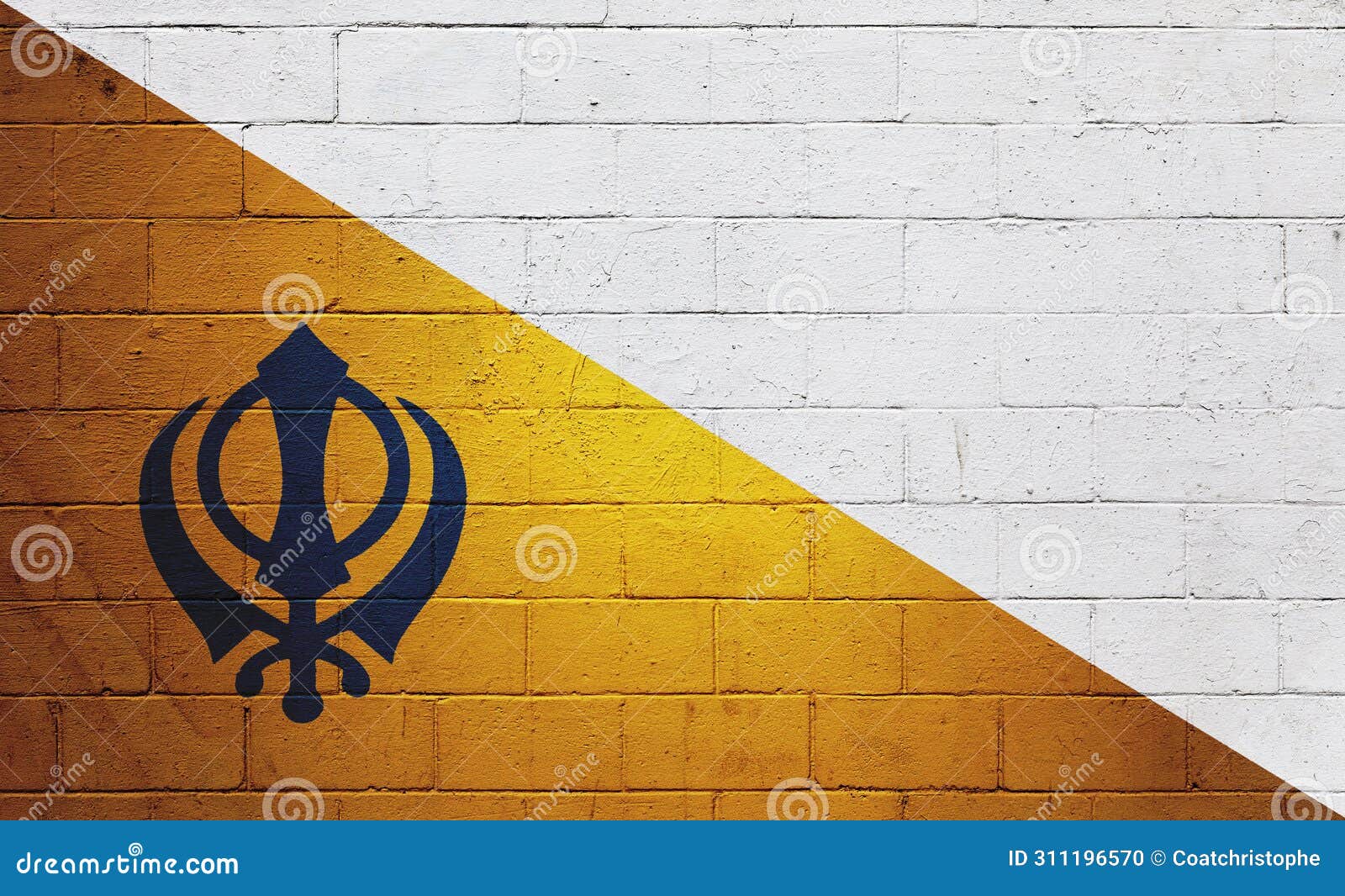 India Nishan Sahib. Sikh Triangular Flag Made Of Cotton Or Silk Cloth ...