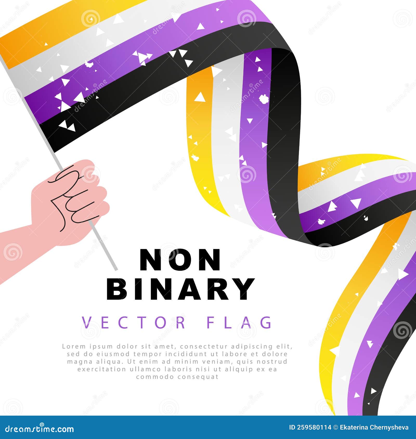 The Flag of Non-binary Pride is in the Hand of a Man. Sexual ...