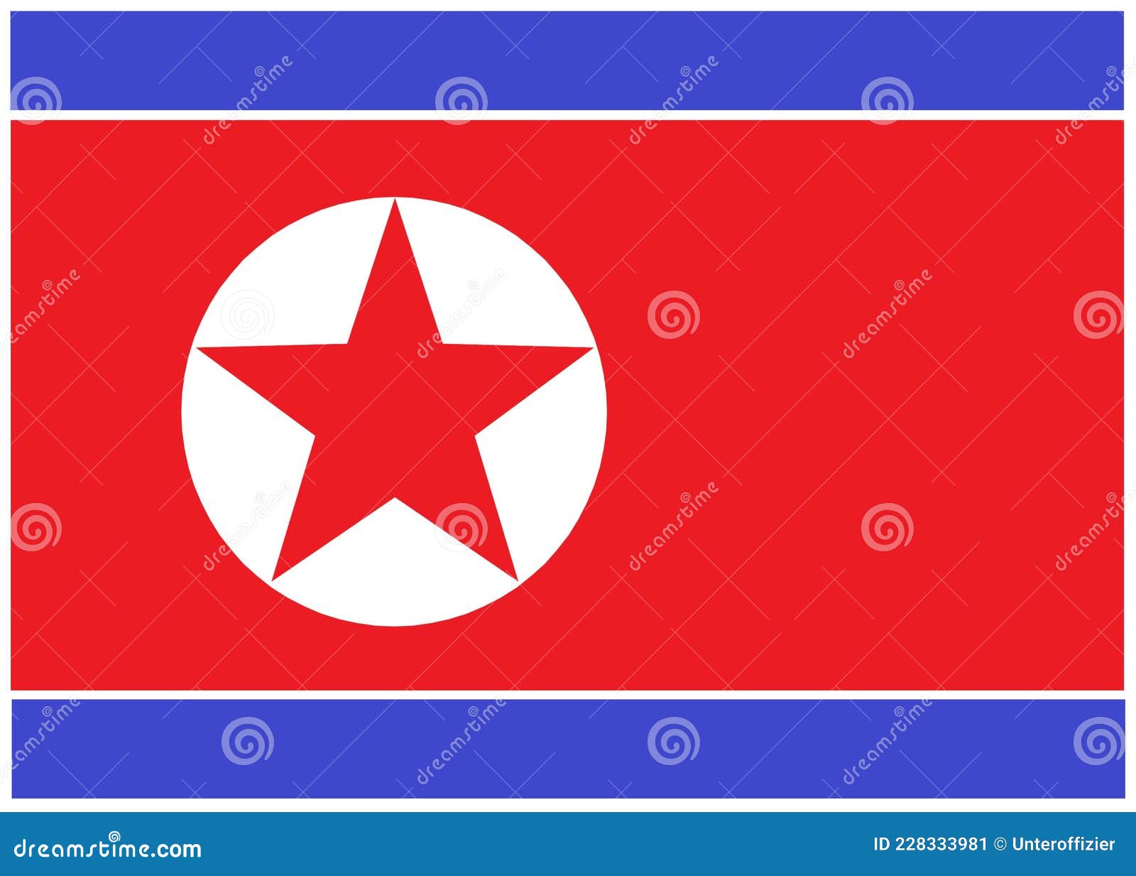 The Flag of North Korea with Red and Blue Horizontal Bands and a Red ...