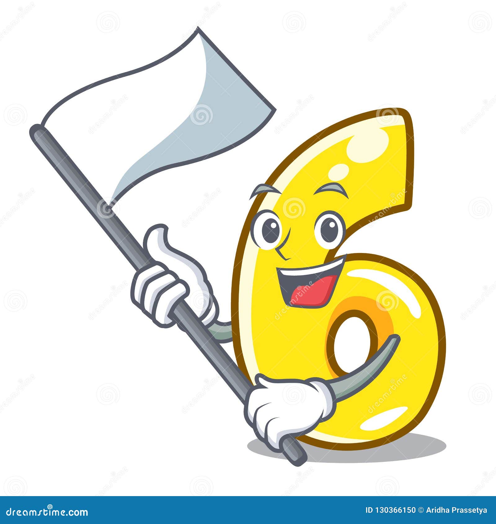 With Flag Number Six Isolated on the Mascot Stock Vector - Illustration ...