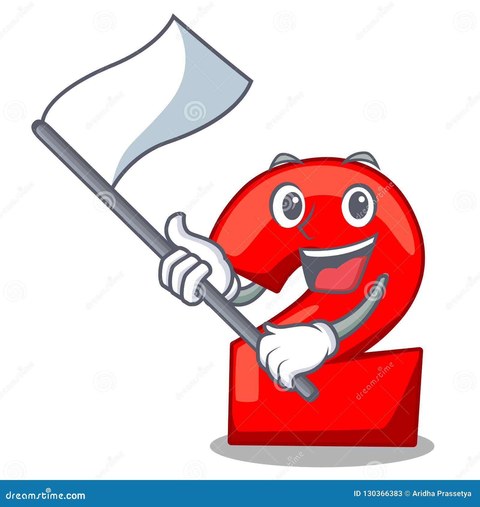 With Flag Number Two Red Isolated on Mascot Stock Vector - Illustration ...