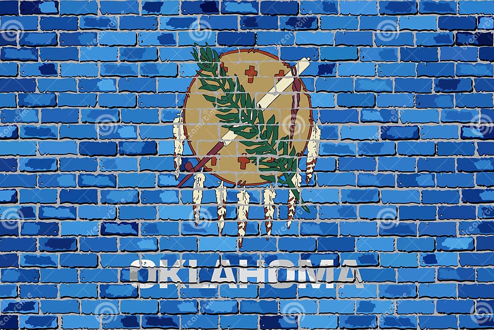 Flag of Oklahoma on a Brick Wall Stock Vector - Illustration of shape ...