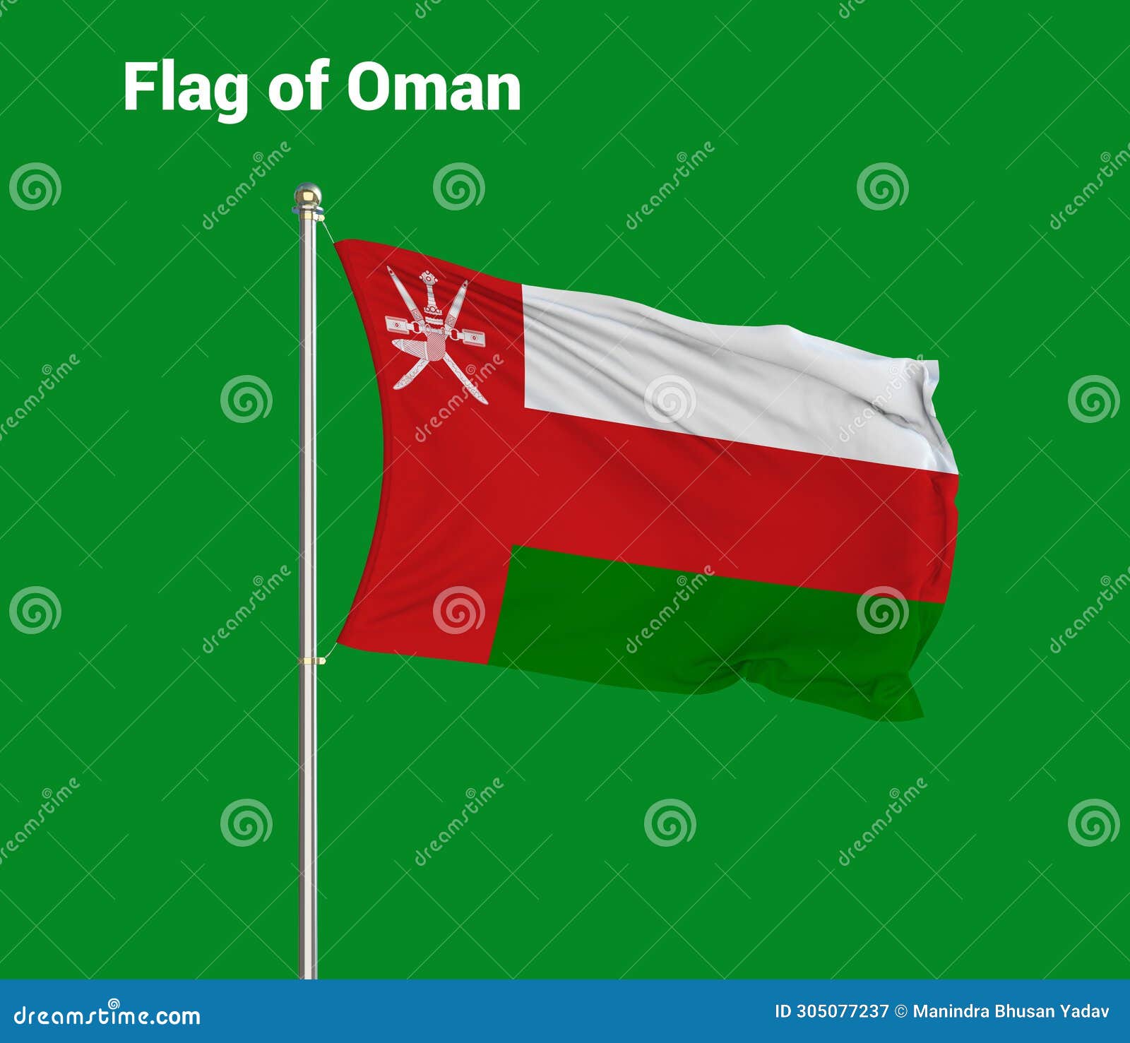 Flag of Oman, Oman Flag, National Flag of Oman. Pole Flag of Oman Stock ...