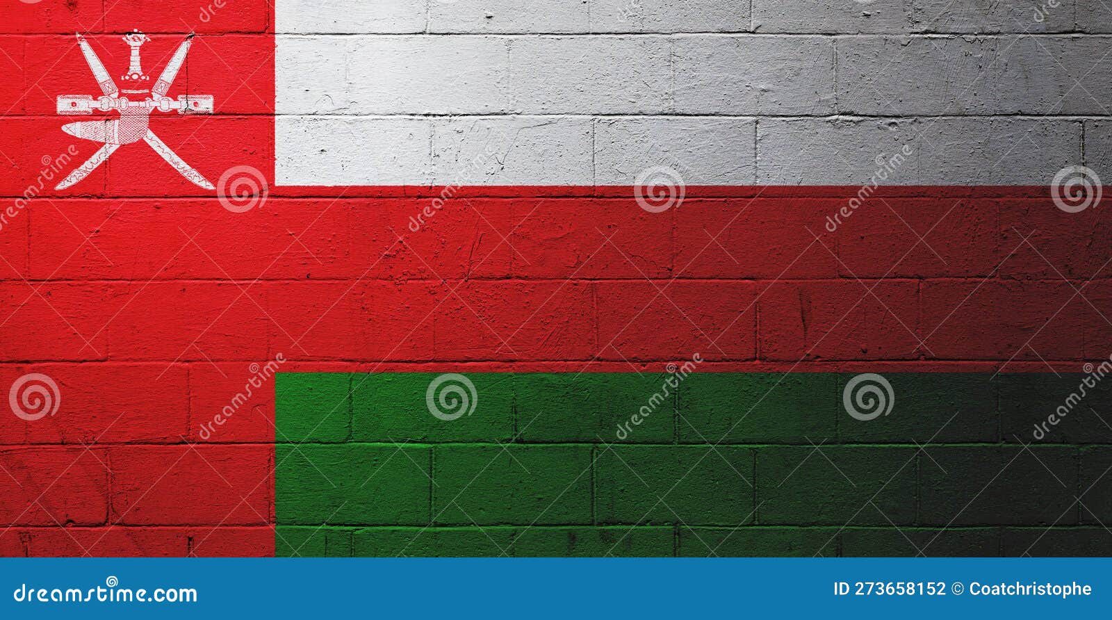 Flag of Oman Painted on a Wall Stock Photo - Image of damaged, asia ...