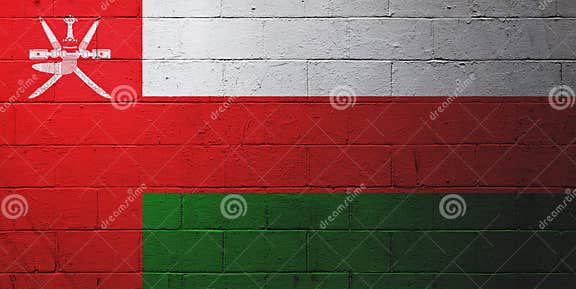 Flag of Oman Painted on a Wall Stock Photo - Image of damaged, asia ...