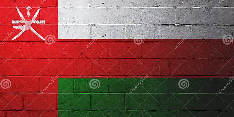 Flag of Oman Painted on a Wall Stock Photo - Image of damaged, asia ...