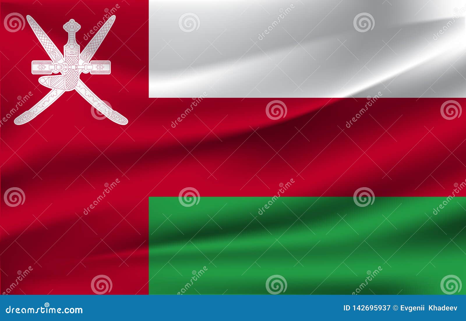 Flag Of Oman. Realistic Waving Flag Of Sultanate Of Oman Stock Image ...