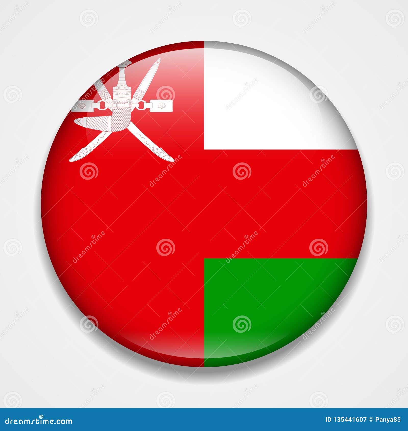 Flag of Oman. Round Glossy Badge Stock Vector - Illustration of design ...