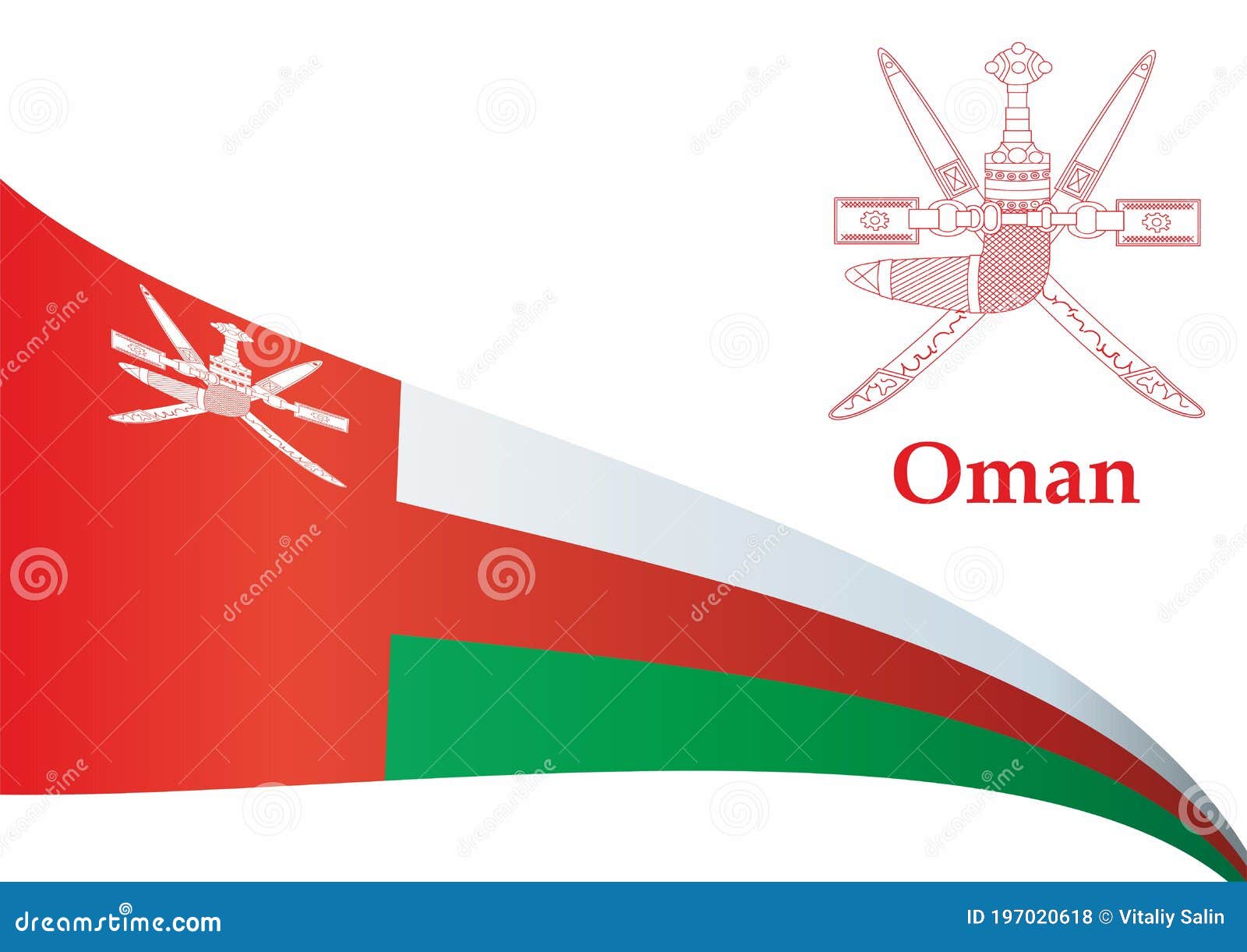 Flag of Oman, Sultanate of Oman, Stock Vector - Illustration of label ...