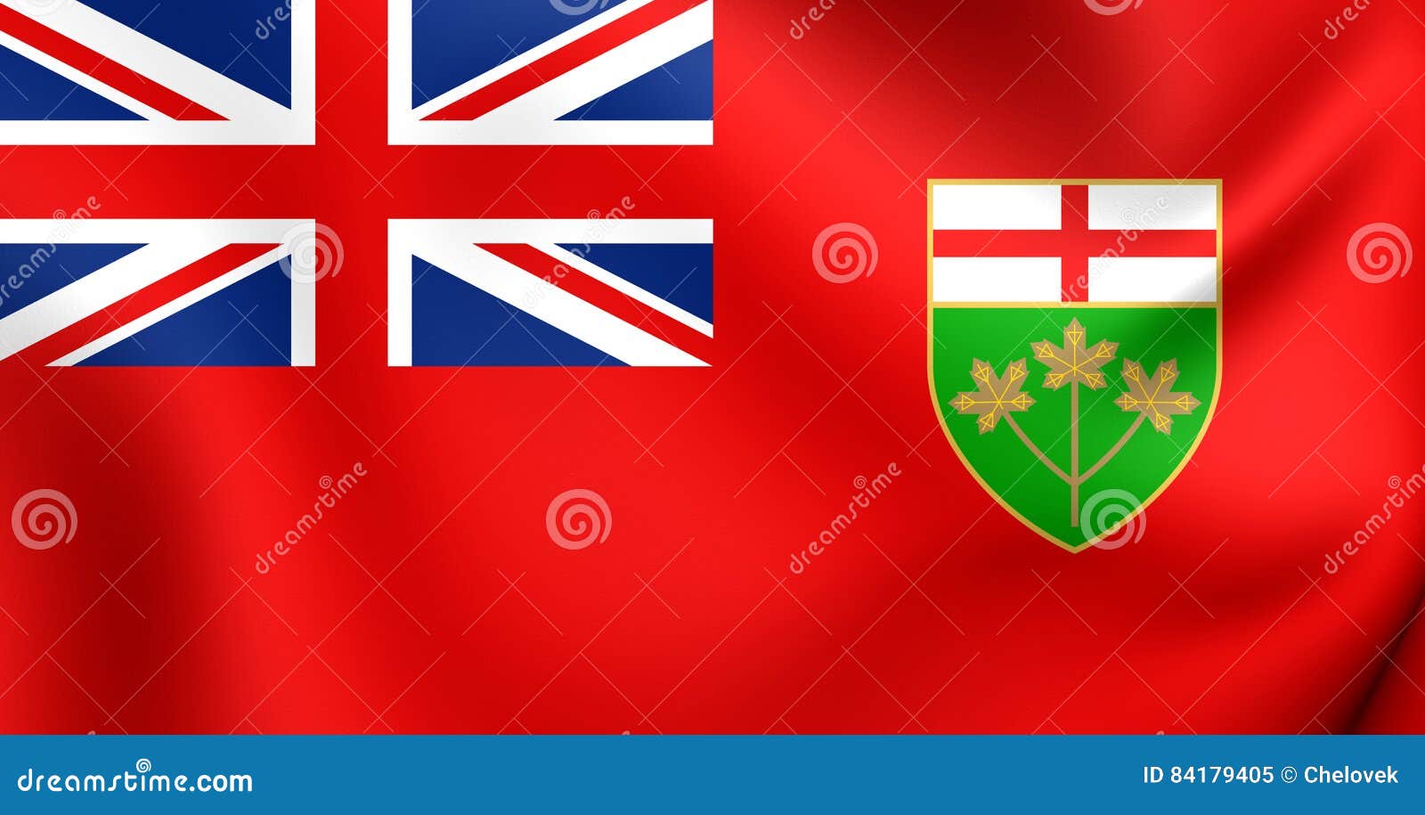 Flag Of Ontario From Brush Strokes. Blank Map Of Ontario. Canada. High ...