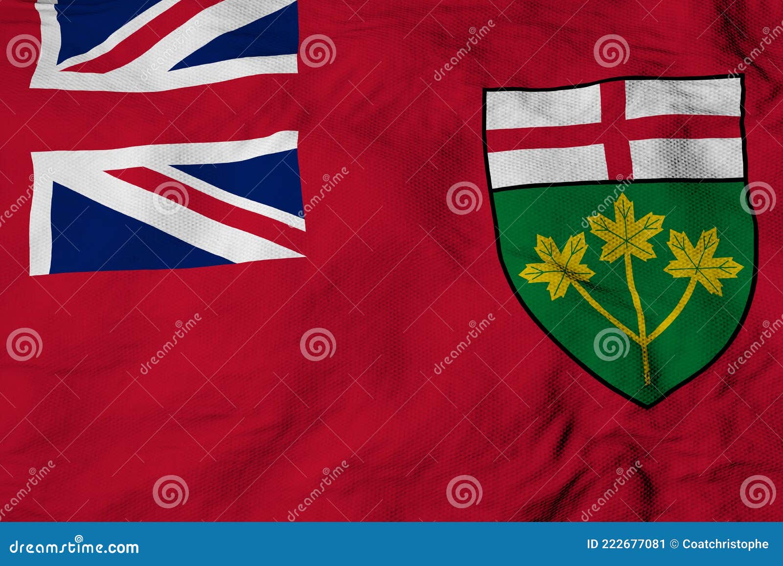 Flag Of Ontario From Brush Strokes. Blank Map Of Ontario. Canada. High ...