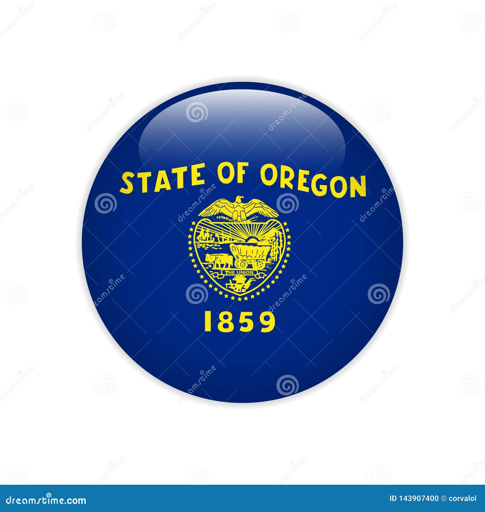 Flag Oregon button stock vector. Illustration of national - 143907400