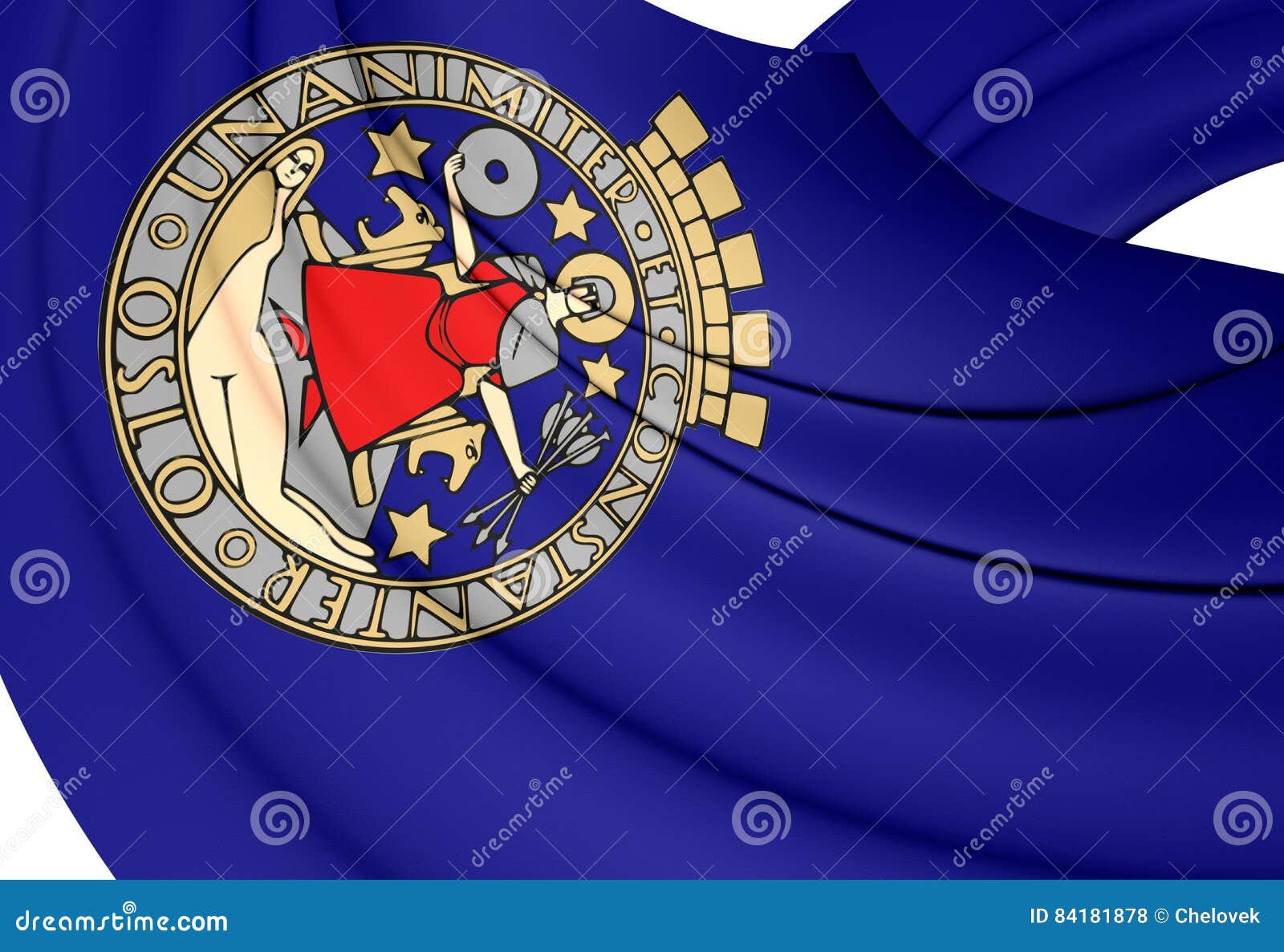 Flag of Oslo, Norway. stock illustration. Illustration of emblem - 84181878