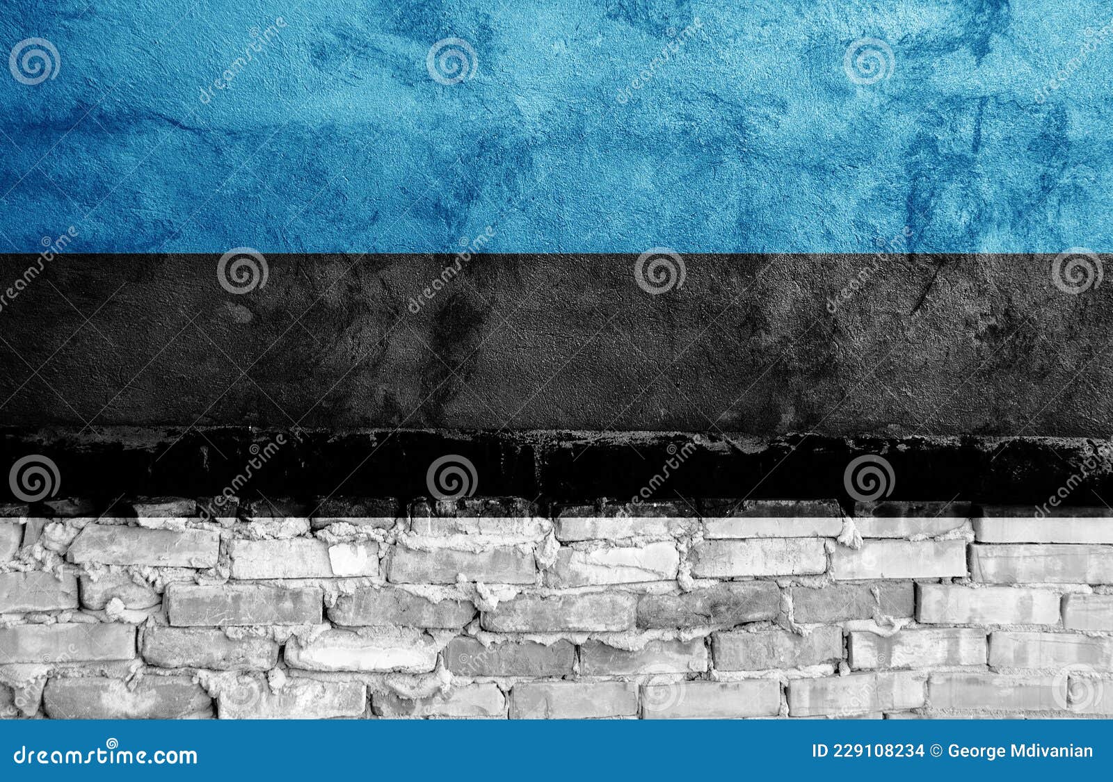 Flag painted on brick wall stock photo. Image of pattern - 229108234