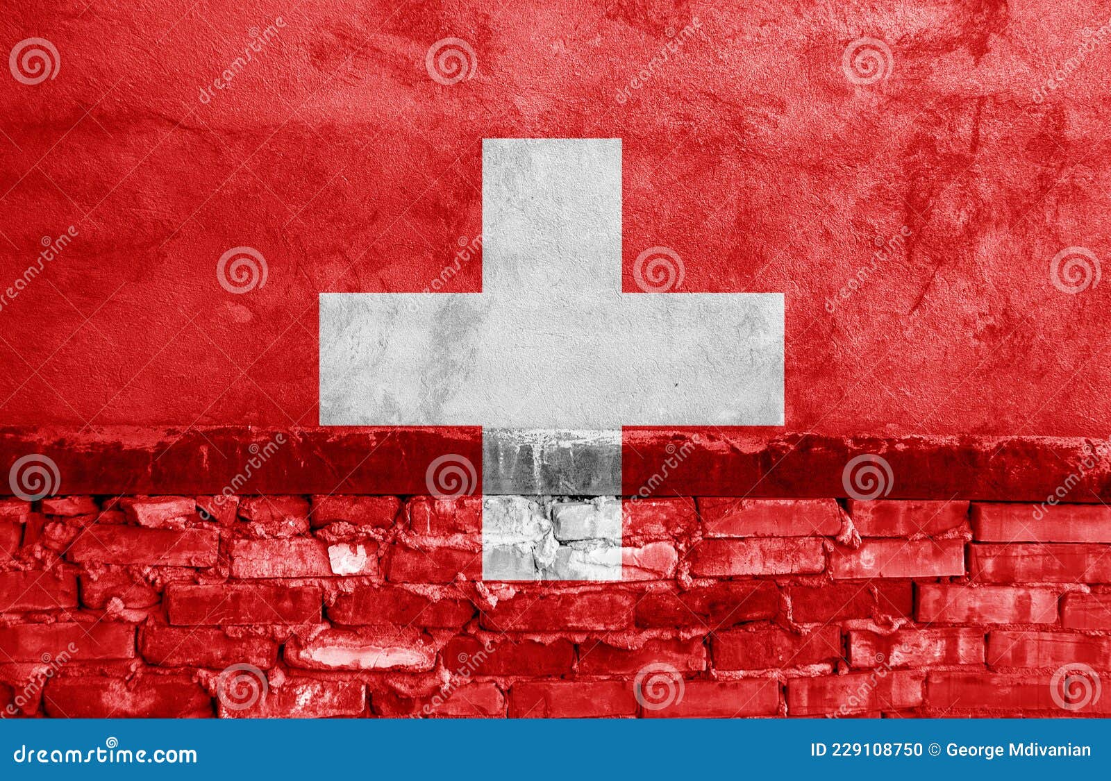 Flag painted on brick wall stock photo. Image of block - 229108750