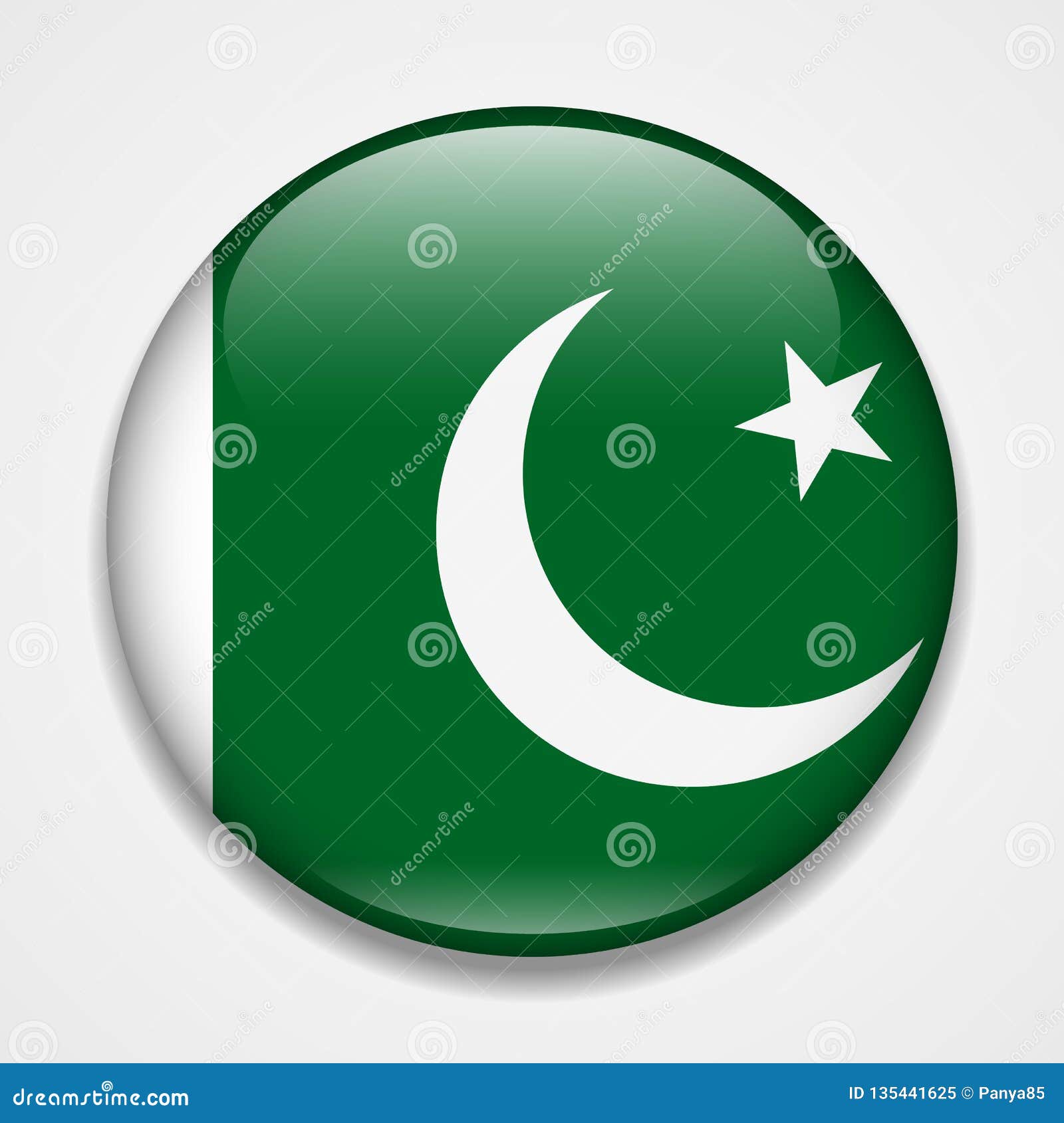Flag of Pakistan. Round Glossy Badge Stock Vector - Illustration of ...